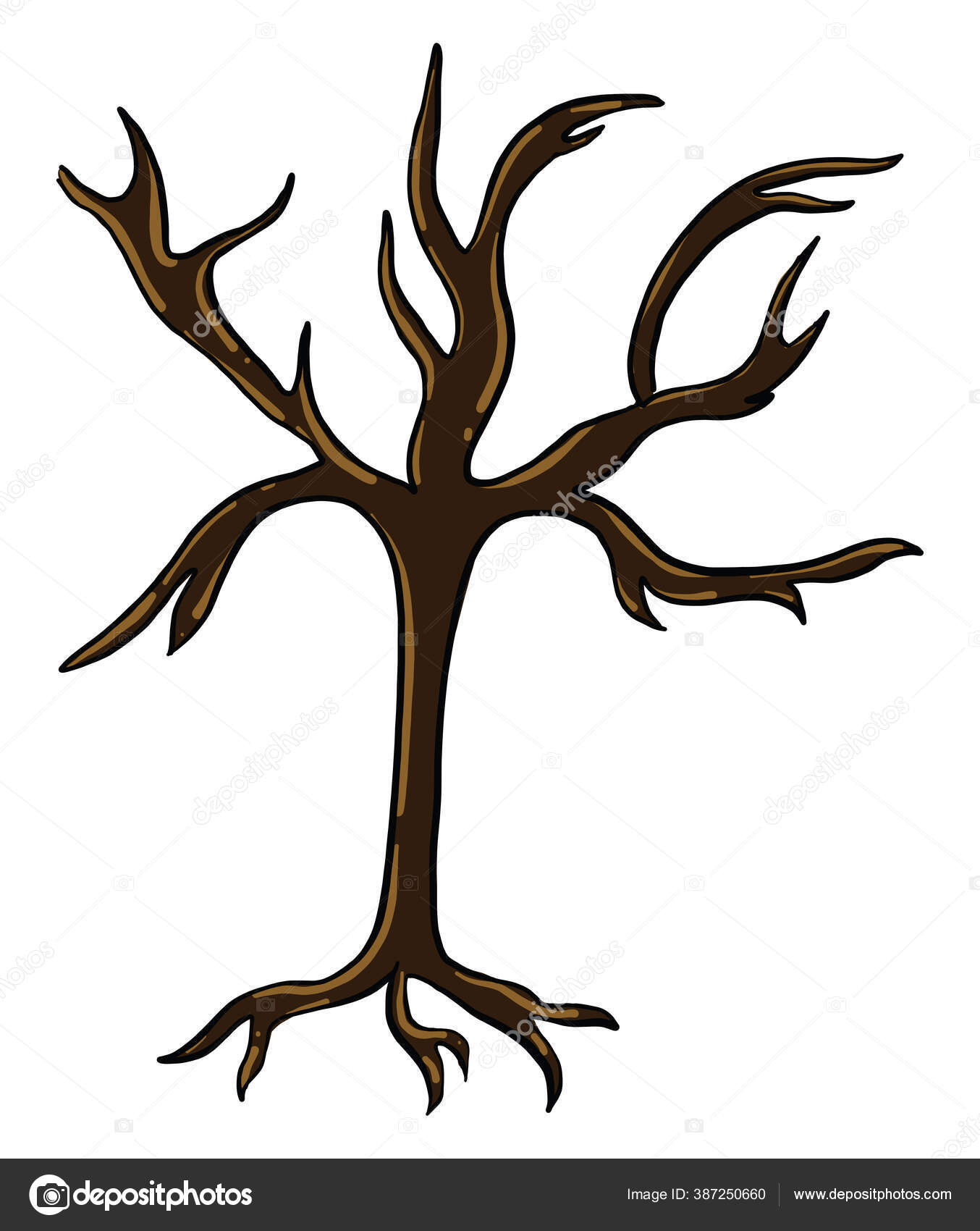 Árbol Seco Ilustración Vector Sobre Fondo Blanco Vector de stock ...