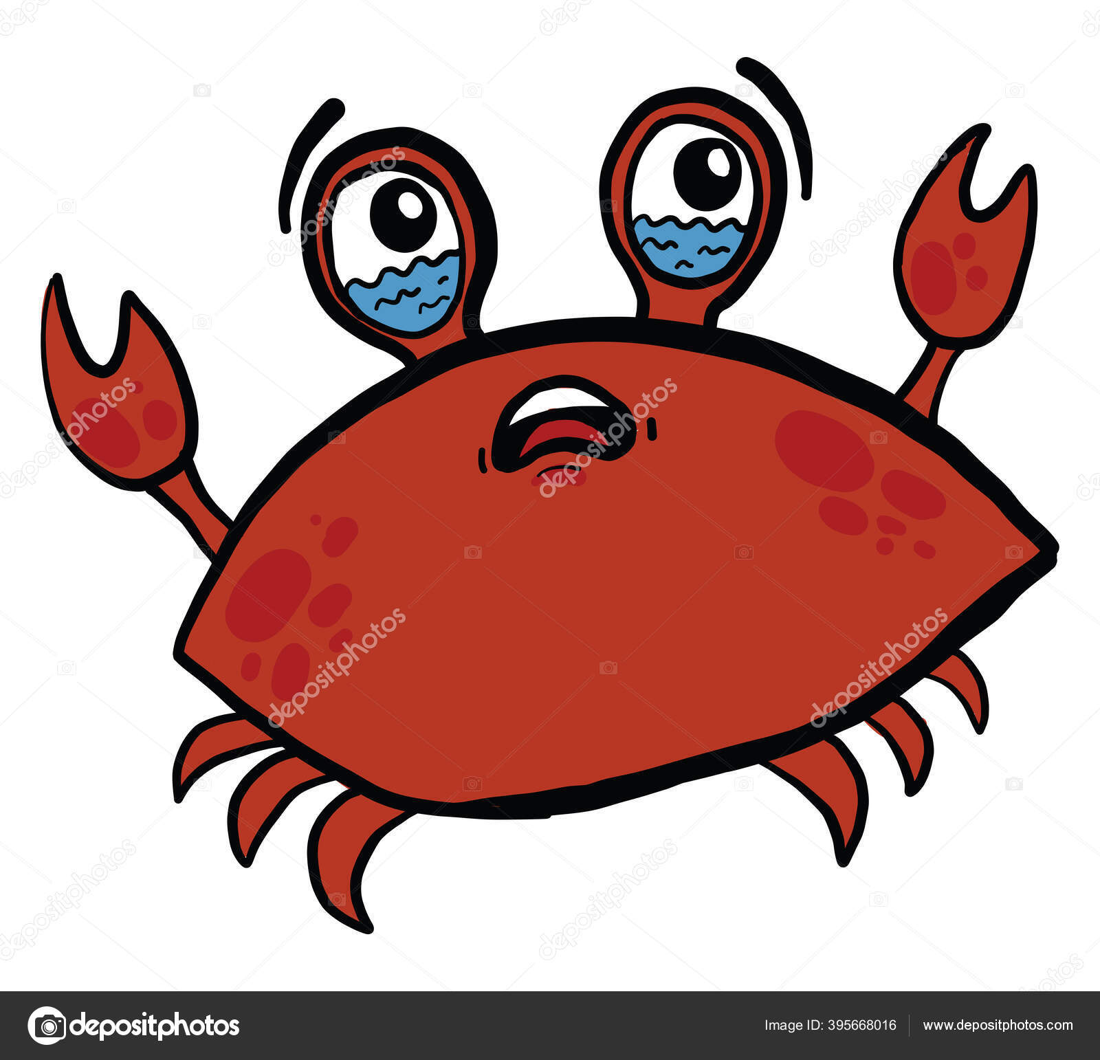 Sad Red Crab Illustration Vector White Background Stock Vector by ...