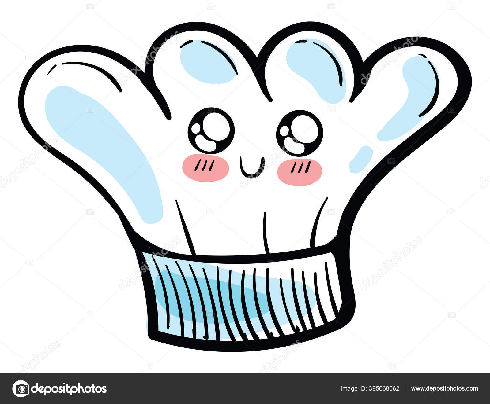 Topi Koki Putih Dengan Pipi Kemerahan Ilustrasi Vektor Pada Latar ...