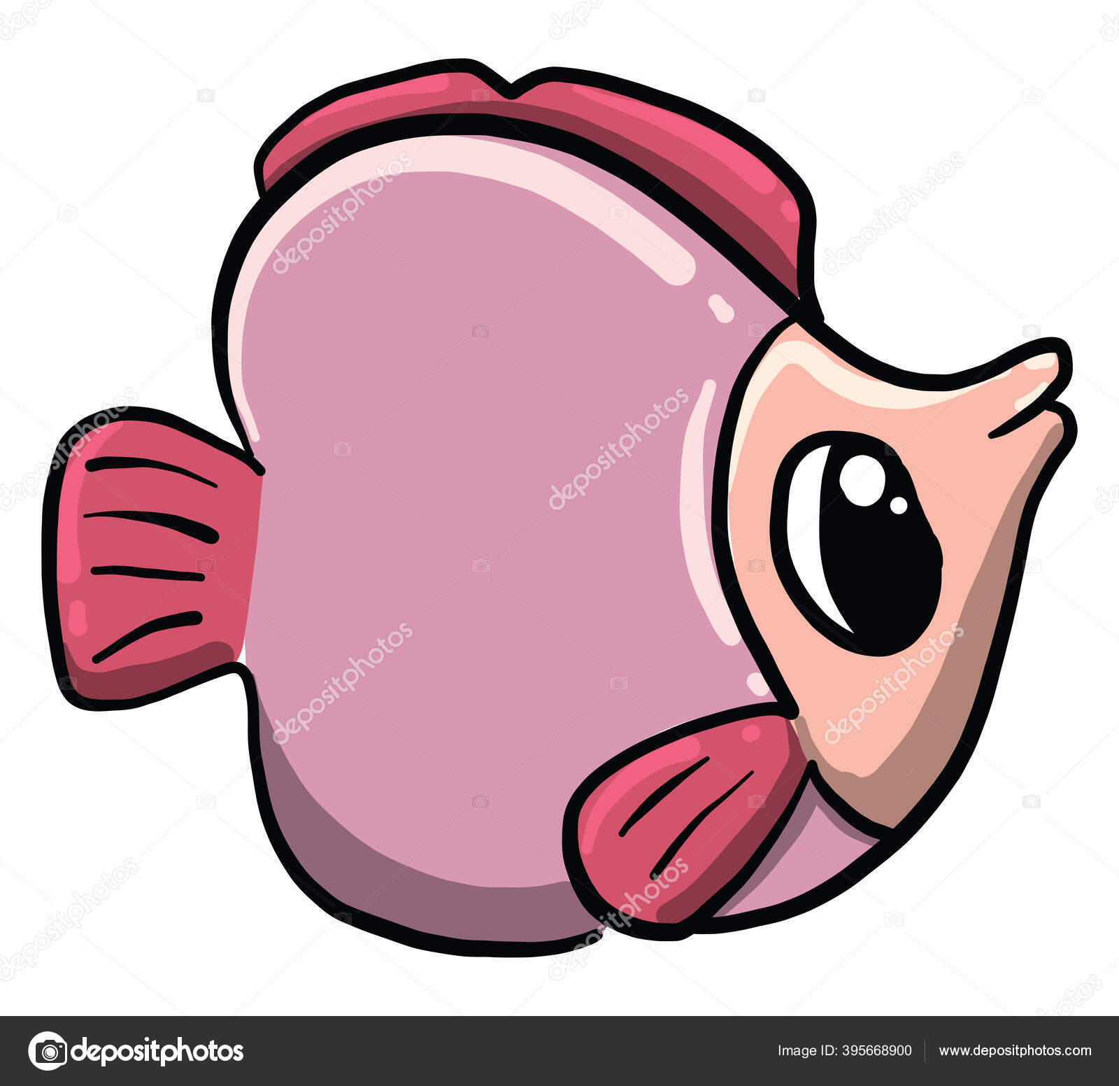 Pink Fish Illustration Vector White Background Stock Vector by ...