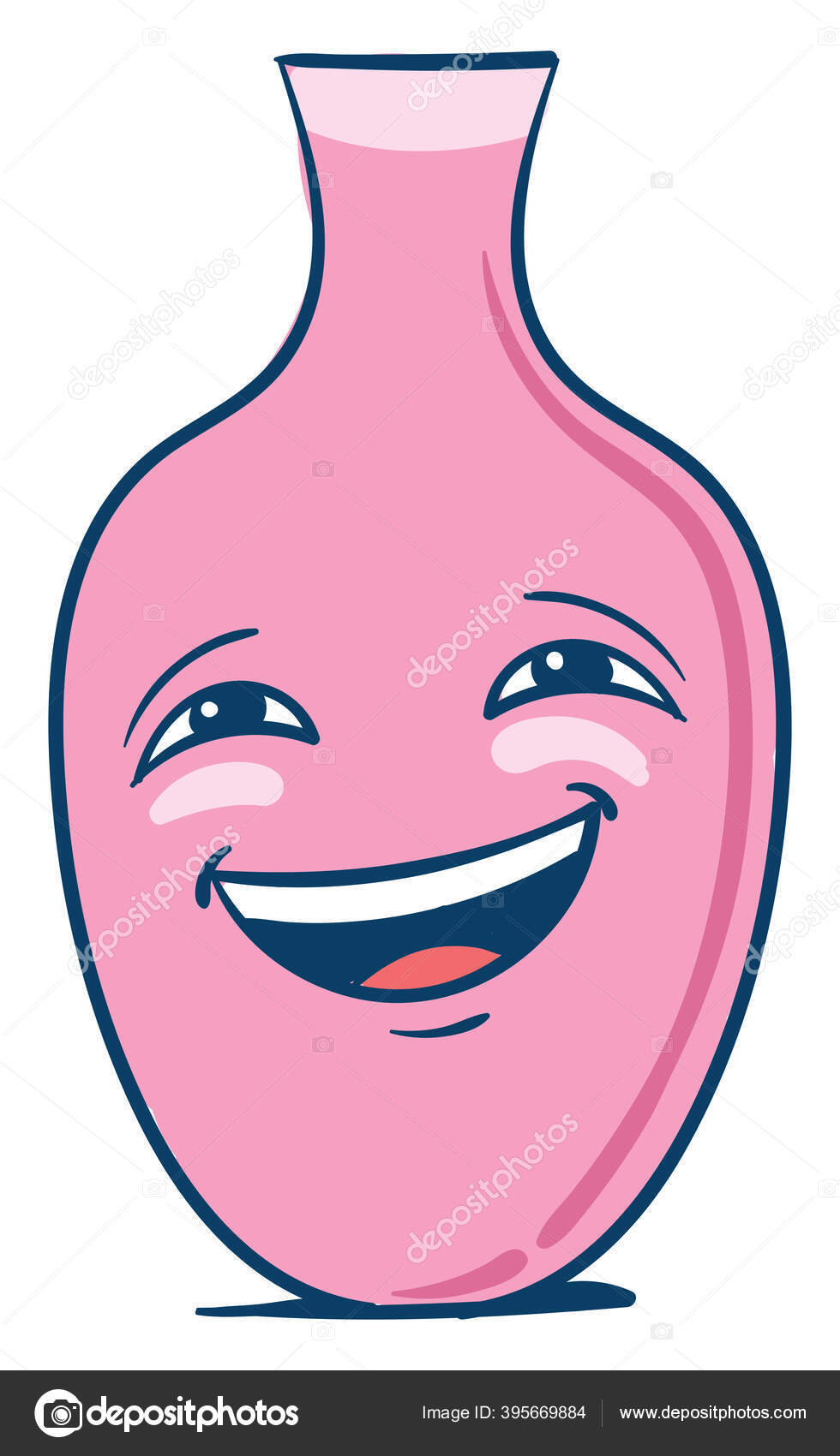 Happy Pink Vase Illustration Vector White Background Stock Vector by ...