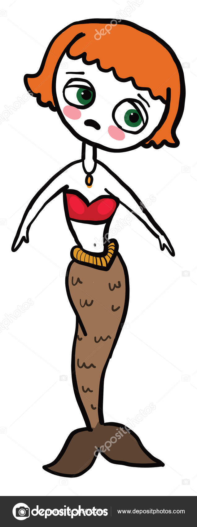 Sad Mermaid Illustration Vector White Background Stock Vector by ...