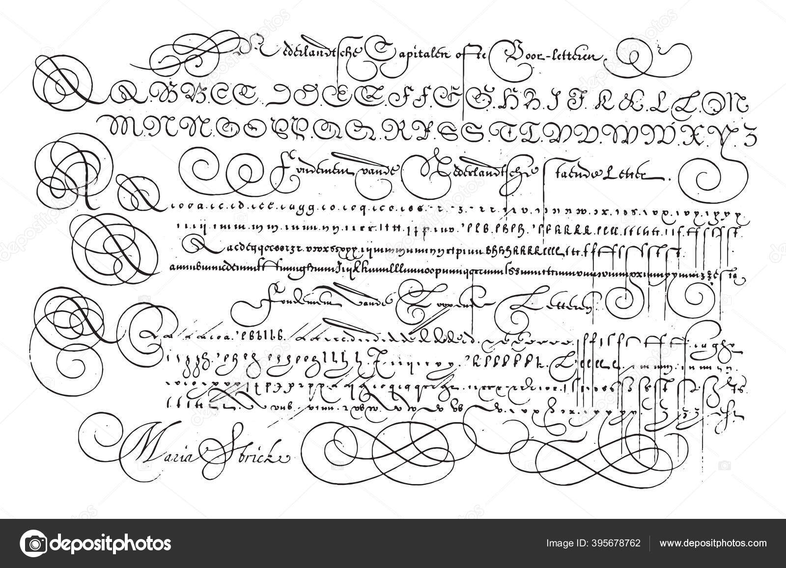 Examples Dutch Capitals Standing Letter Italic Hand Hans Strick 1618 ...