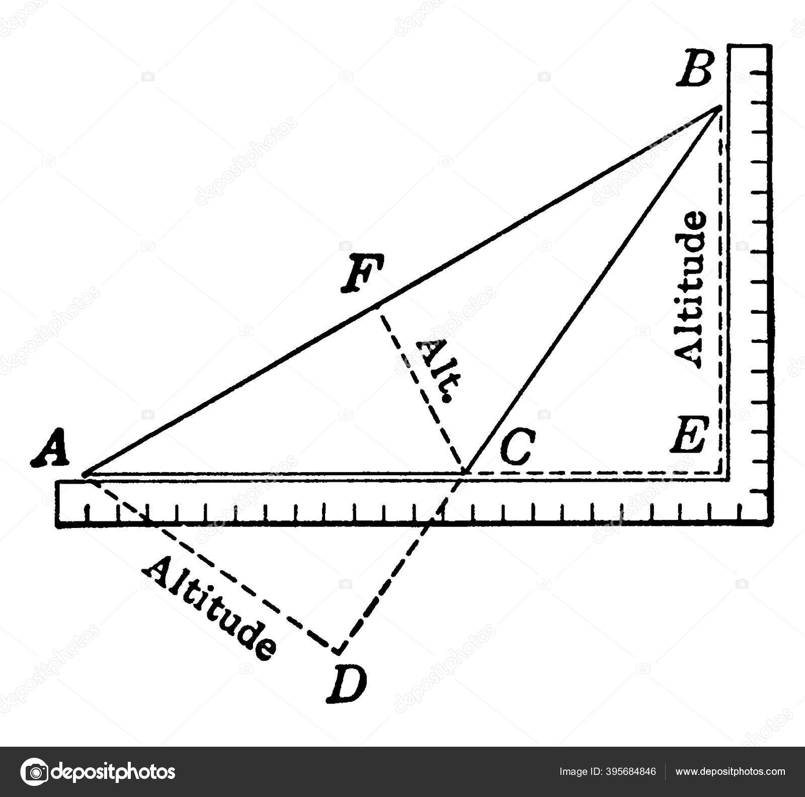 Right Triangle Scale Which One Angle Right Angle Vintage Line Stock ...