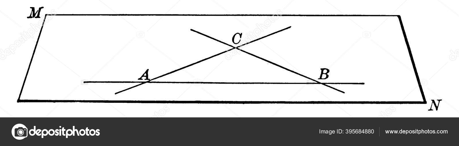 Three Coplanar Line Segments Intersecting Point Vintage Line Drawing ...