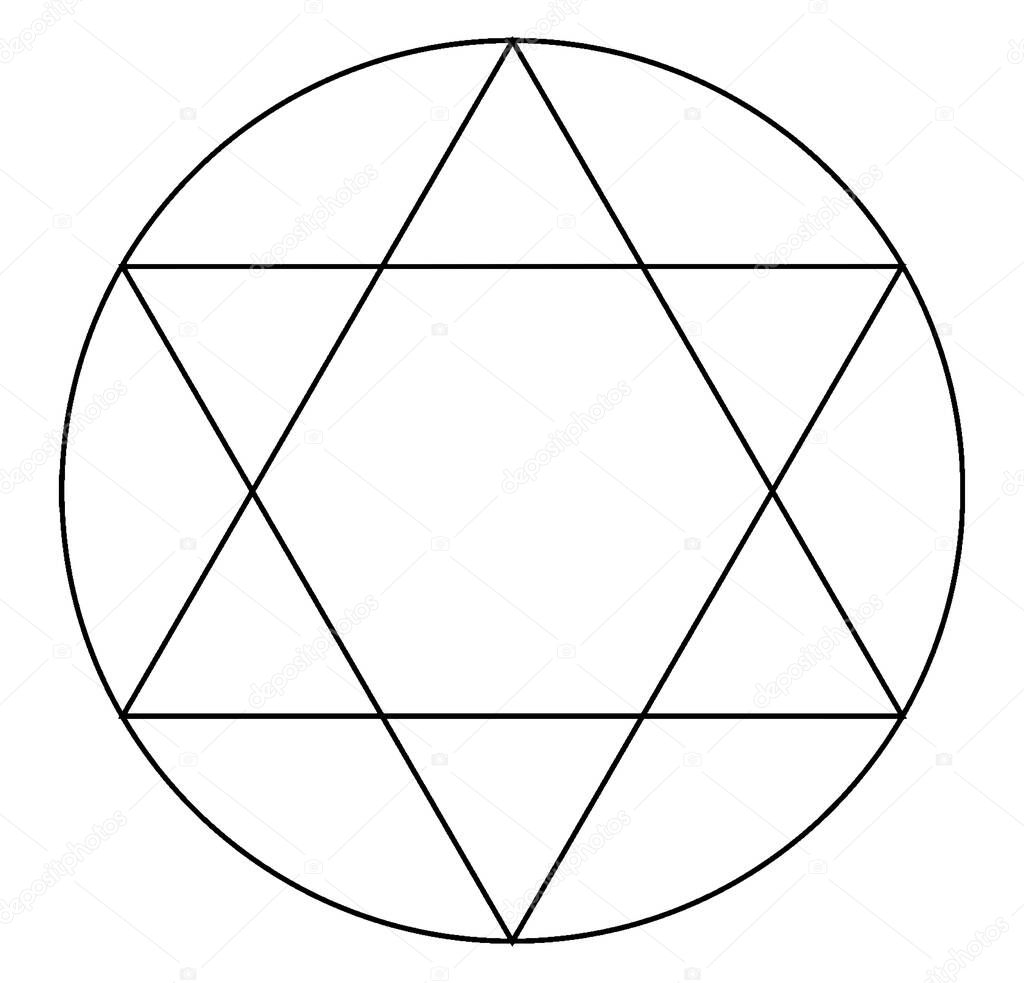 Construcción geométrica de una estrella de 6 puntos creada por dos ...