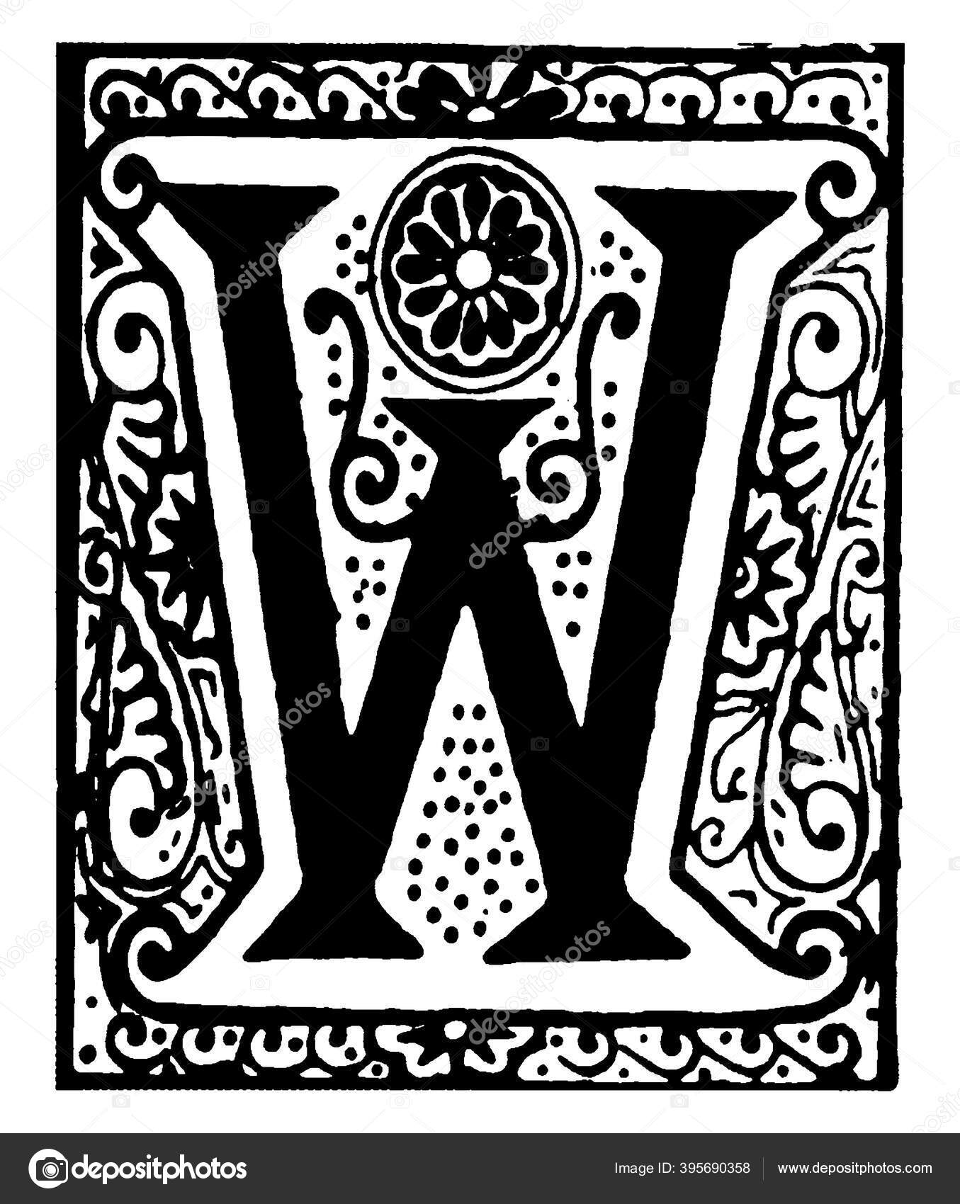 Ornate Initial Alphabet 'Capital Decorated Center Surrounded Fancy ...