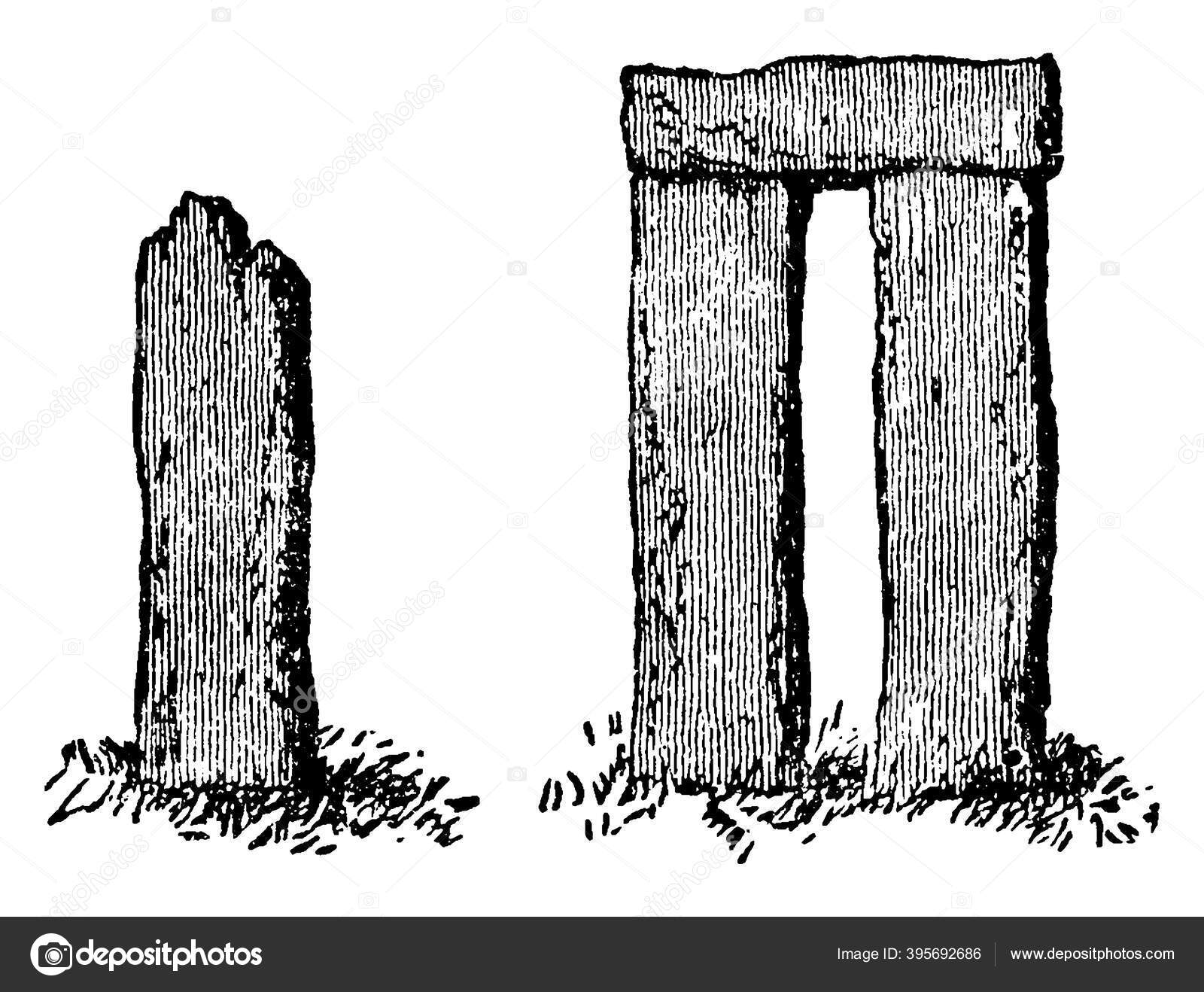 Typical Representation Prehistoric Structure Single Upright Stone Feet ...
