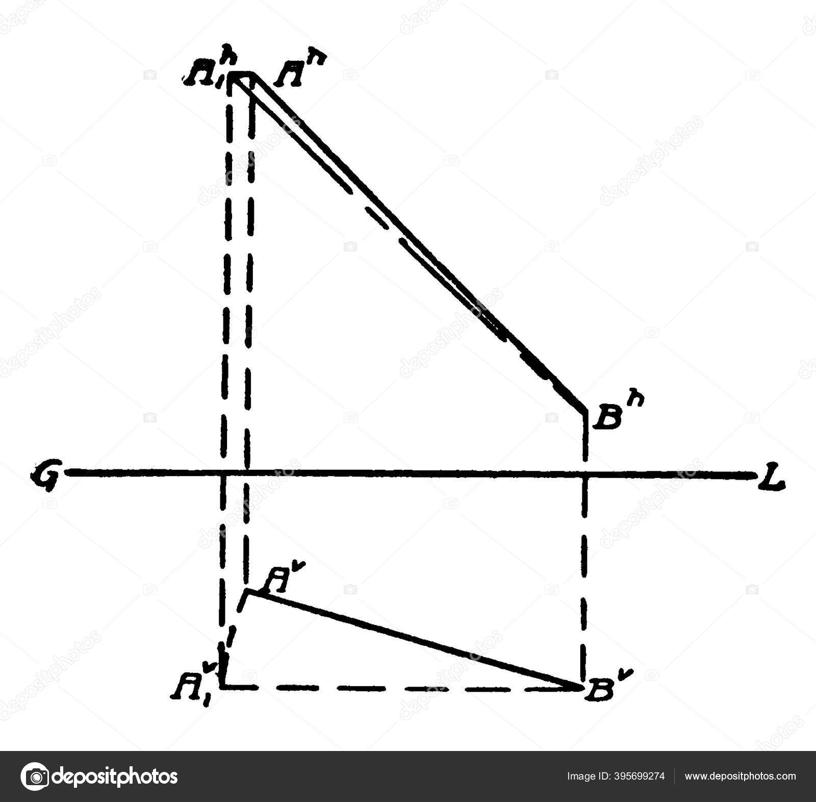 Line Segment Passing Some Geometric Shape Vintage Line Drawing ...