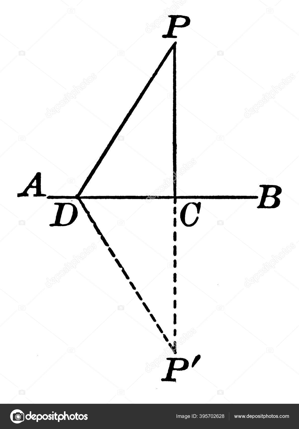 Right Triangle Vertices Inverted Respect Line Vintage Line Drawing ...