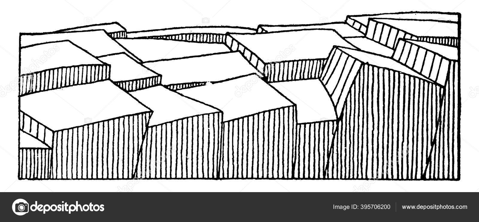 Fallo Bloque Tipo Fallo Normal Que Corteza Divide Bloques Fallas Vector ...