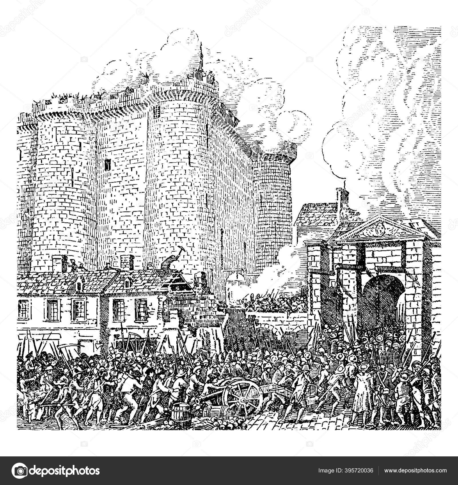 French Revolution Prisoners Bastille Were Released Vintage Line Drawing ...