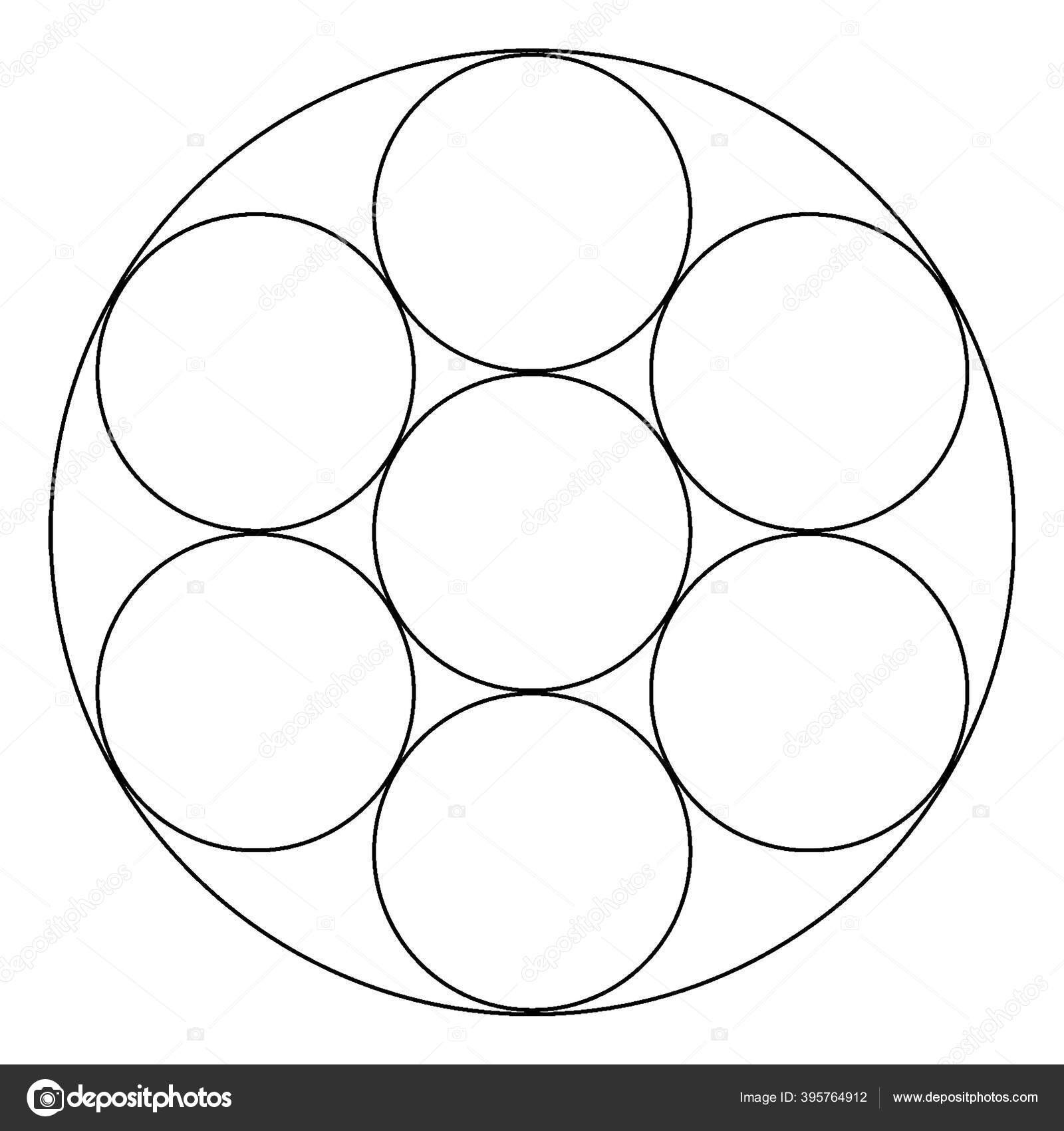 Siete Círculos Completos Dentro Círculo Grande Los Lados Los Círculos ...
