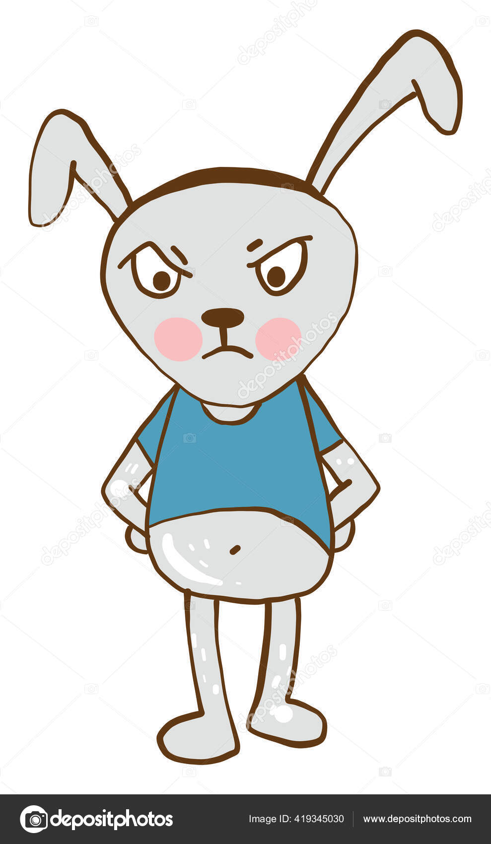 Angry Little Rabbit Illustration Vector White Background Stock Vector ...
