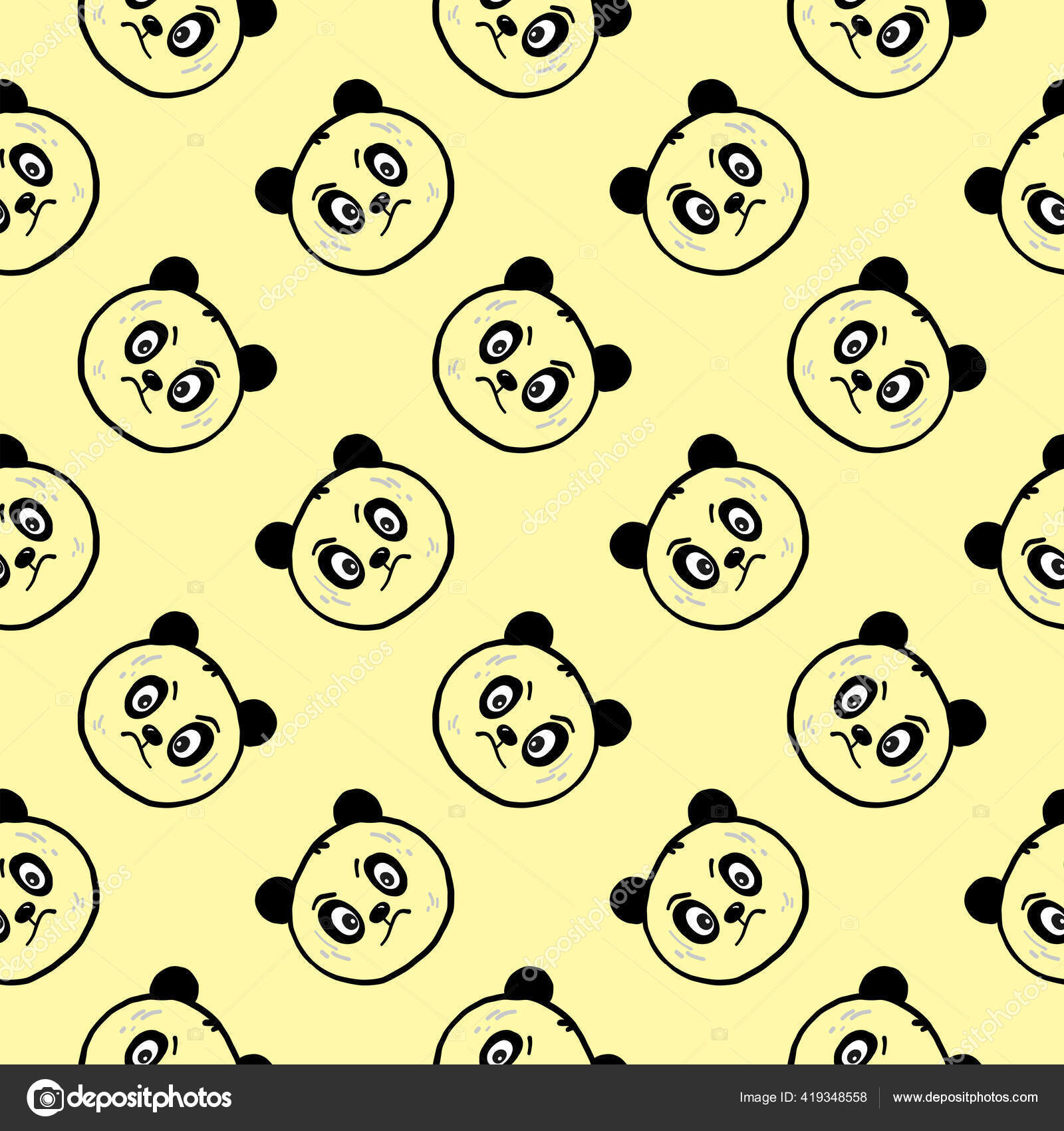 Angry Panda Bear Seamless Pattern Yellow Background Stock Vector by ...