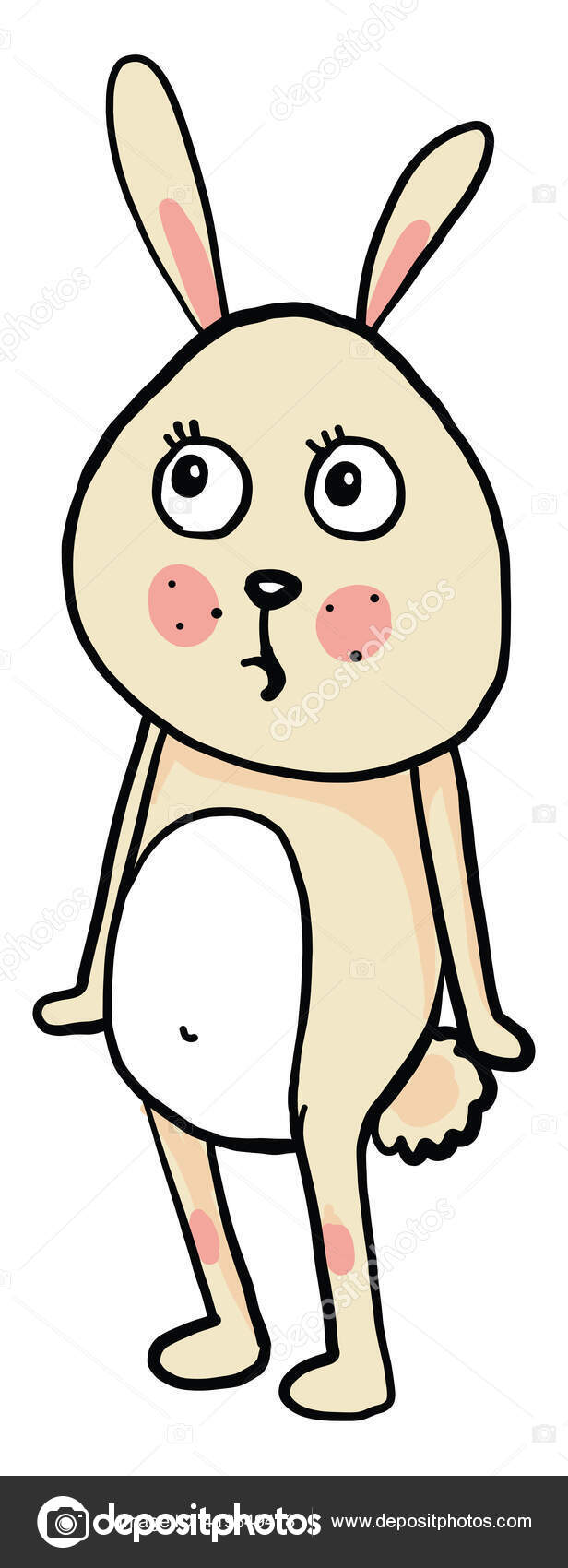 Scared Little Bunny Illustration Vector White Background Stock Vector ...