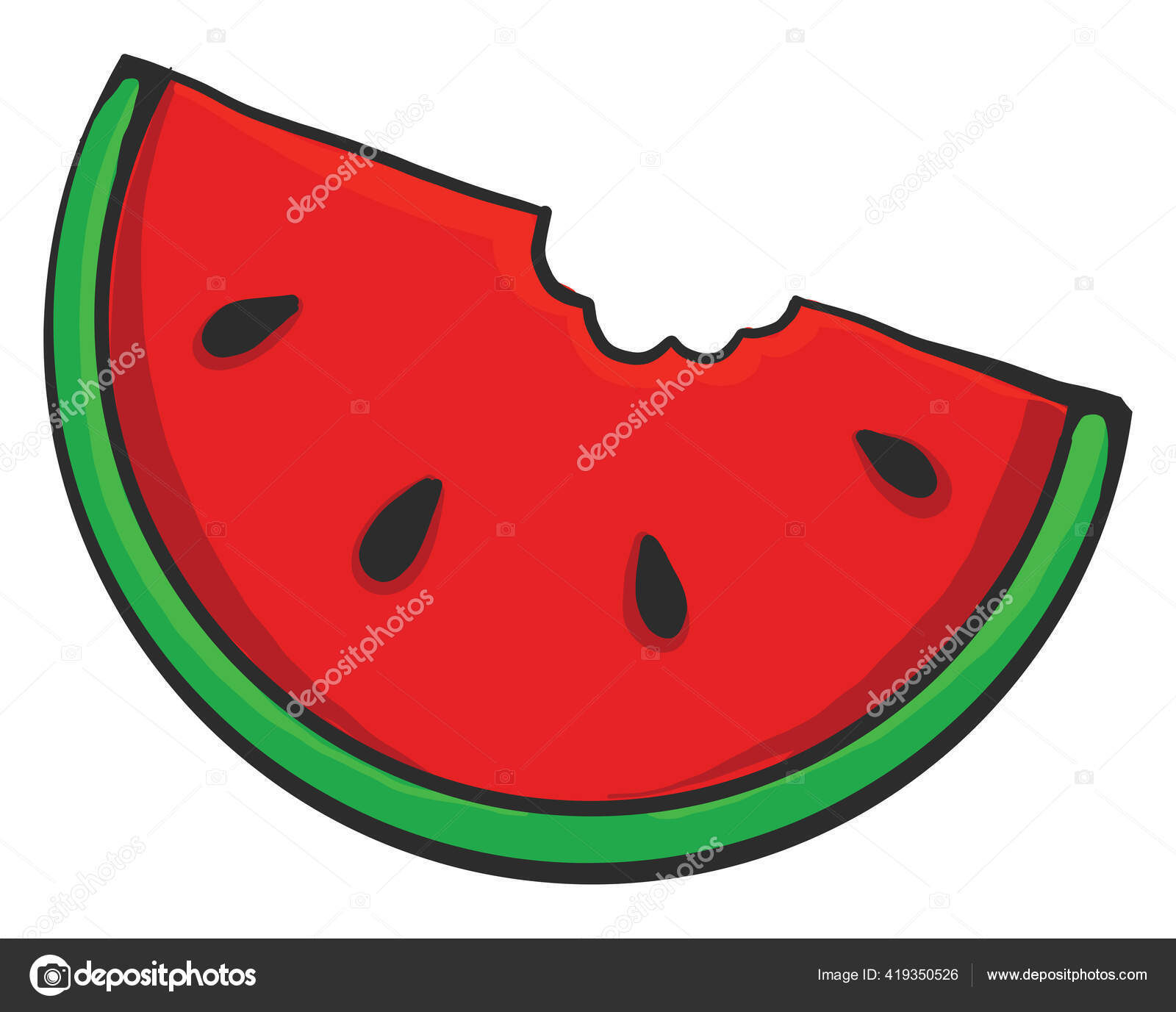 Bitten Watermelon Illustration Vector White Background Stock Vector ...