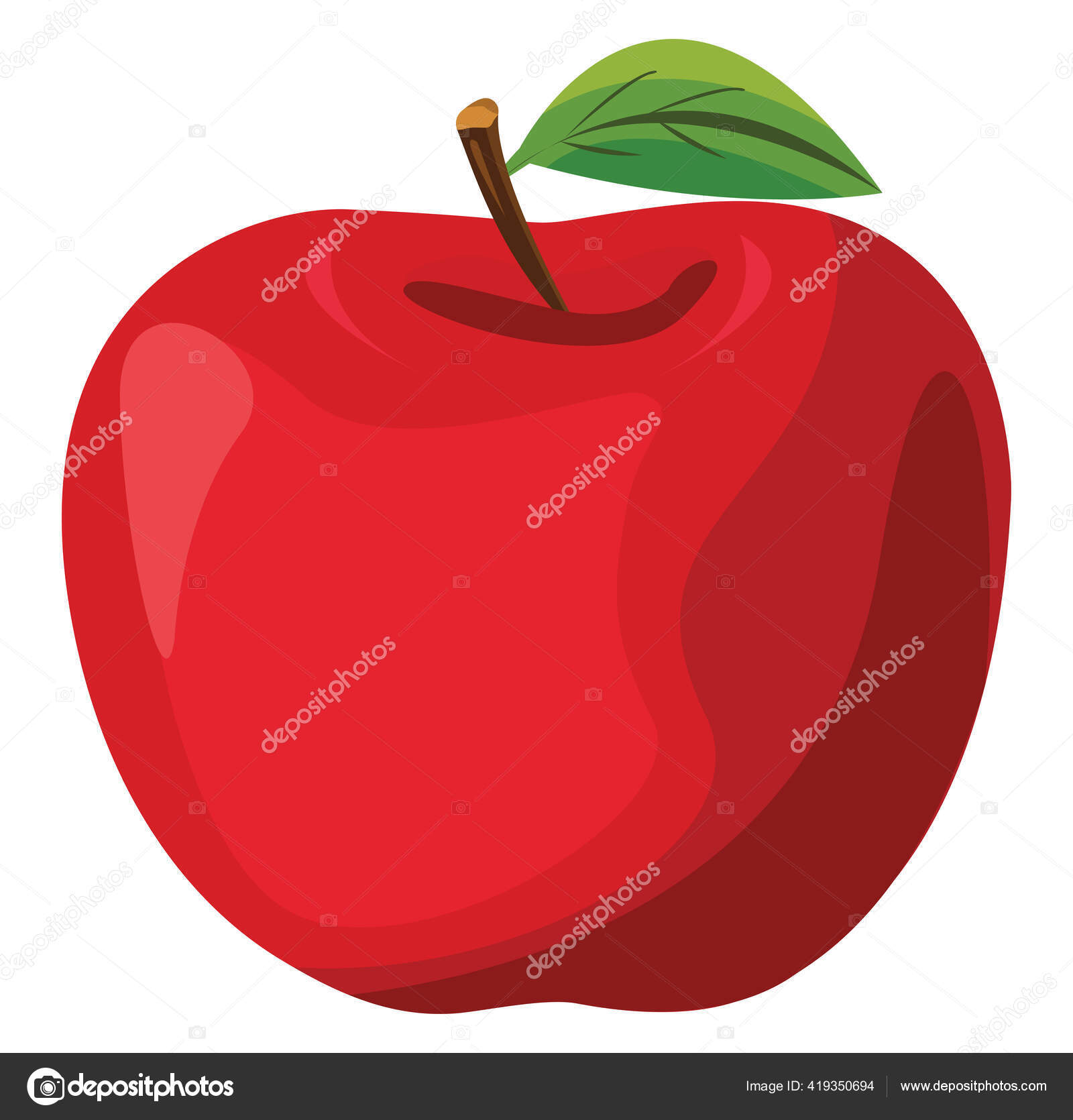 Big Red Apple Illustration Vector White Background Stock Vector Image