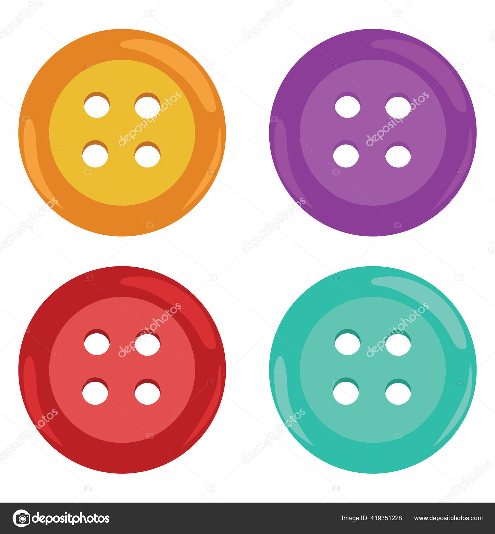 Lindos Botones Ilustración Vector Sobre Fondo Blanco Vector de stock ...