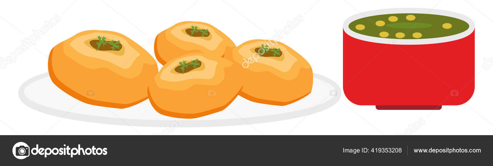 Tasty Pani Puri Illustration Vector White Background Stock Vector Image ...