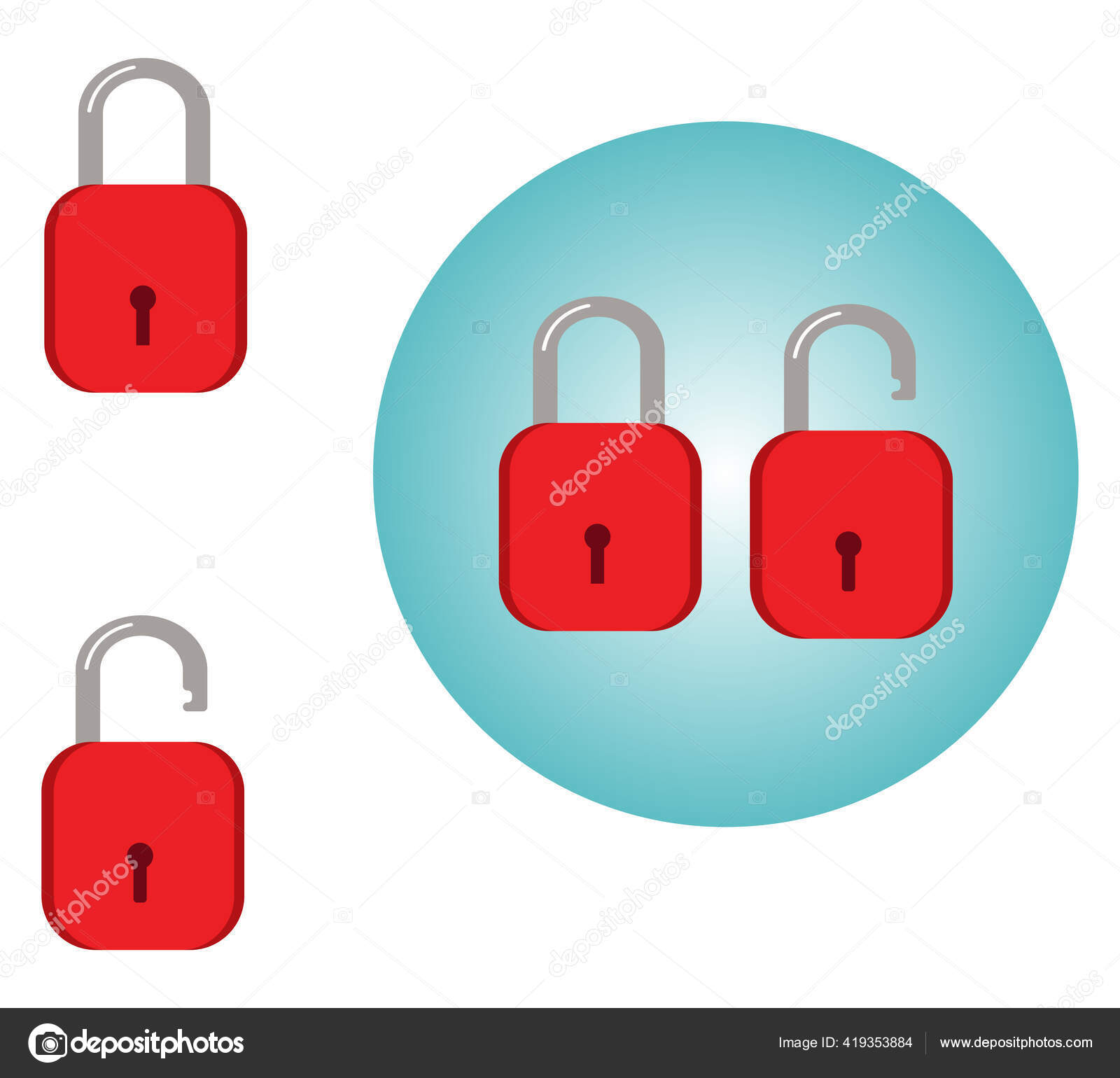 Four Locks Illustration Vector White Background Stock Vector by ...