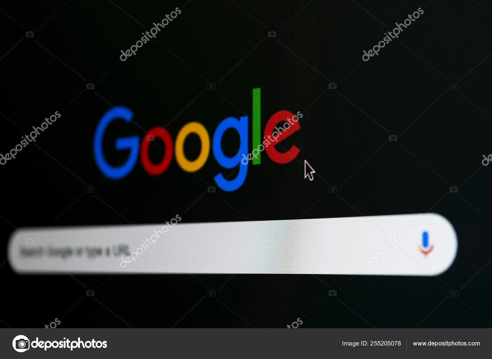 Google search homepage on the Apple iMac monitor screen close up ...