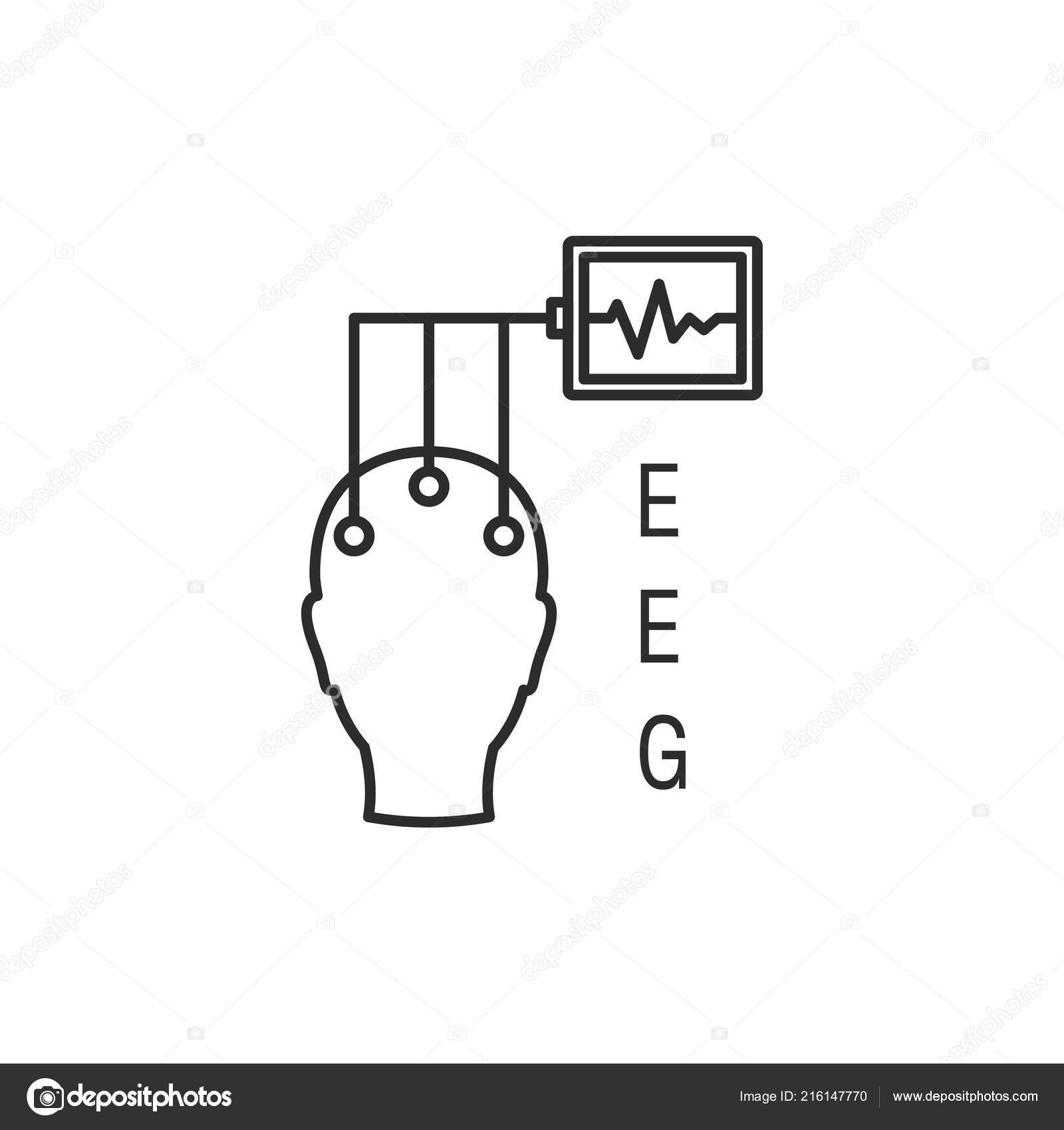 Electroencephalography Vector Line Icon Brain Wave Measurement Human ...