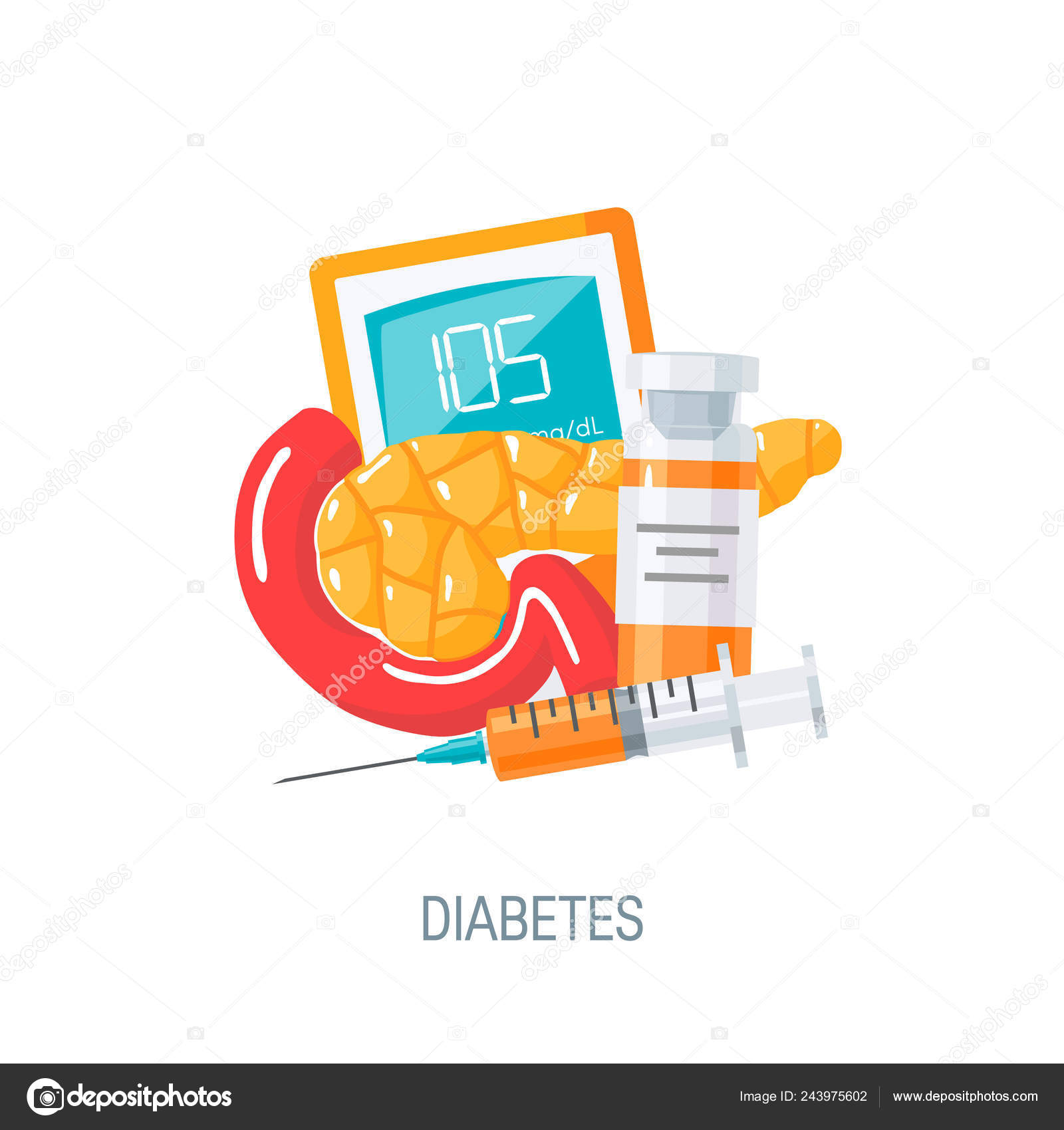 Diabetes concept in flat style, vector icon Stock Vector Image by ...