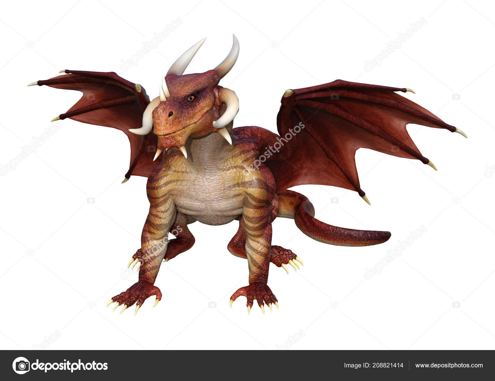 Rendering Red Fairy Tale Dragon Isolated White Background Stock Photo ...