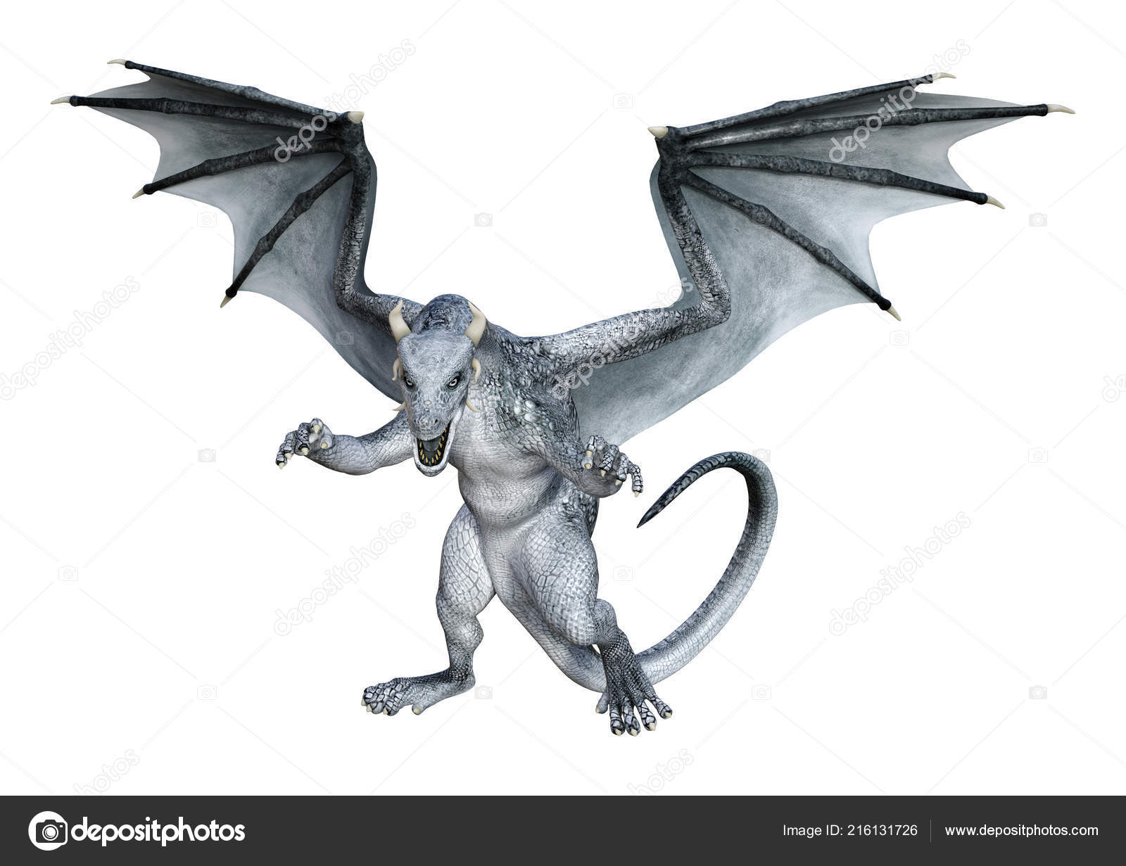 Rendering Fantasy Dragon Isolated White Background — Stock Photo ...