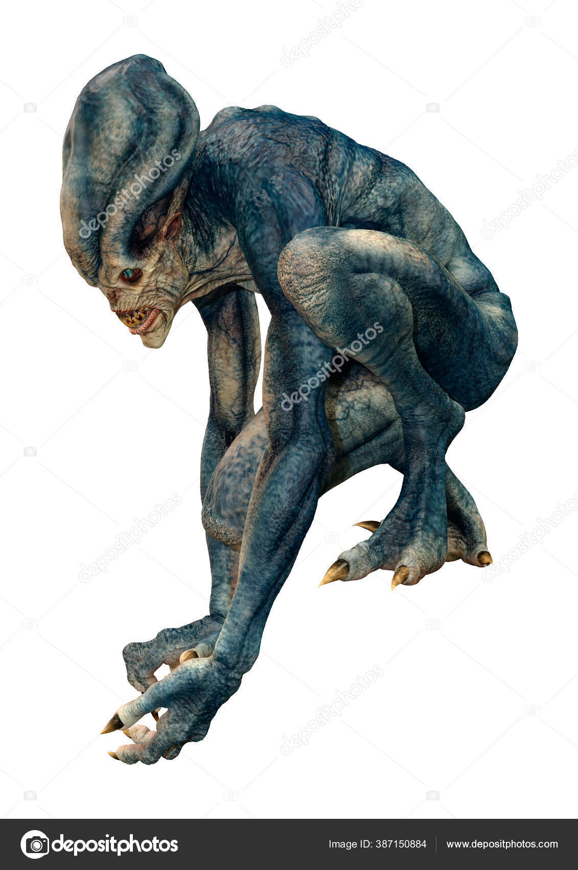 Rendering Blue Alien Isolated White Background — Stock Photo ...