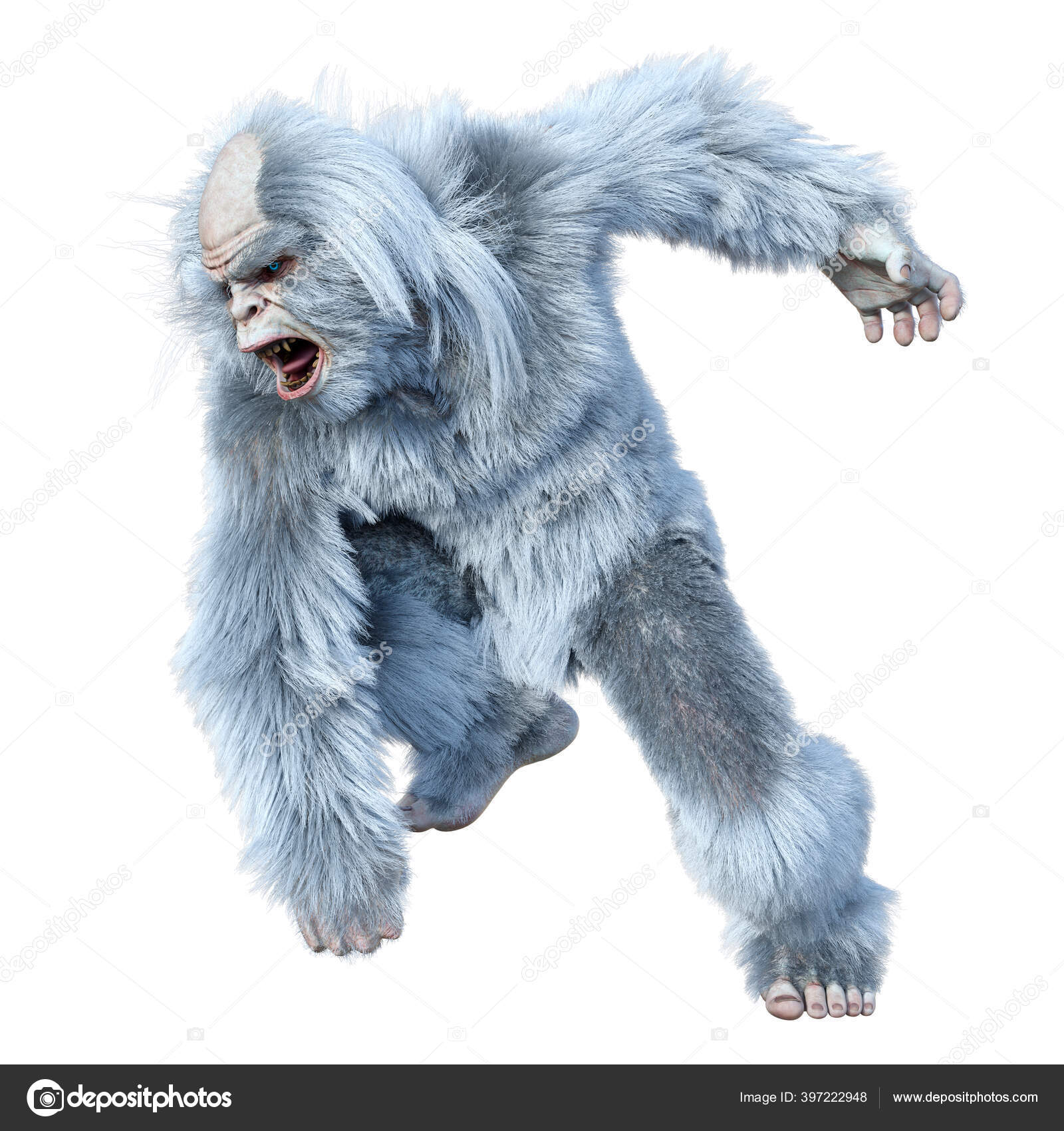 Rendering Fantasy Creature Yeti Isolated White Background — Stock Photo ...