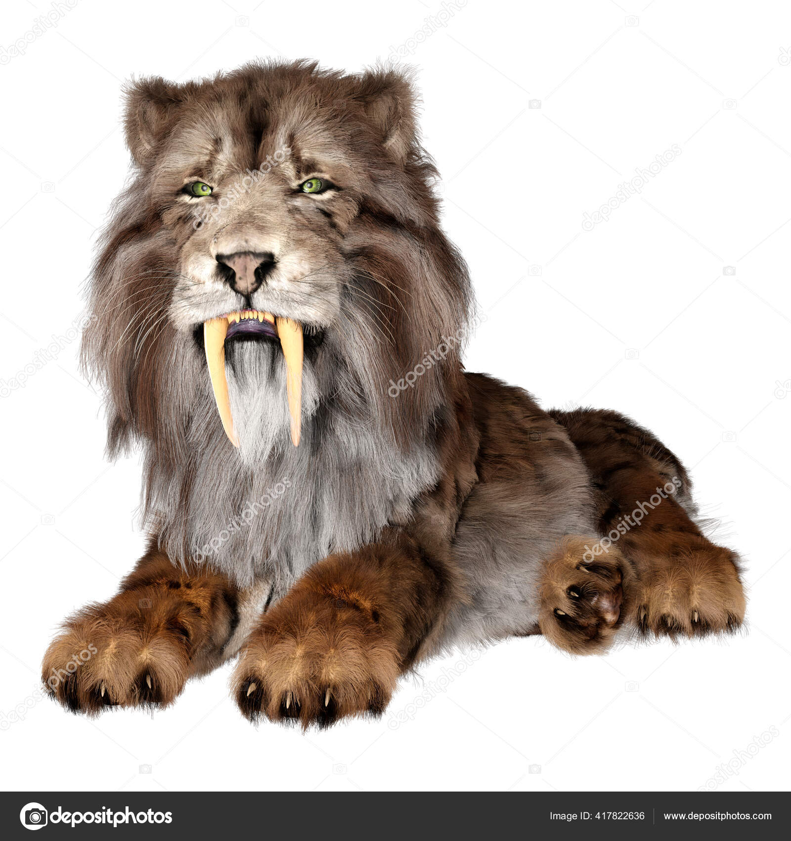 Rendering Sabertooth Tiger Isolated White Background Stock Photo by ...