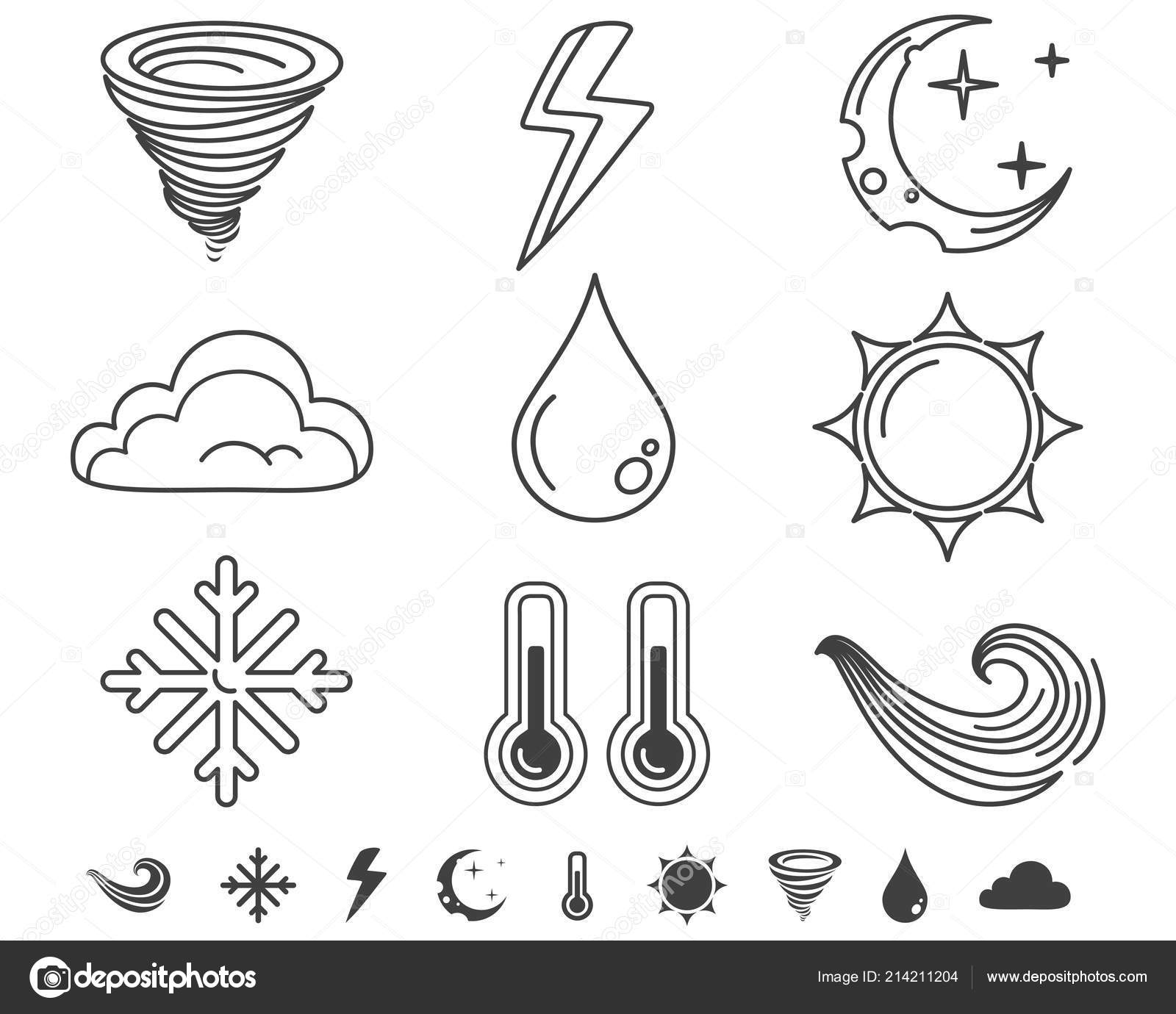 Vector Set Weather Simple Icons Vector Flat Icons Weather Symbols Stock ...
