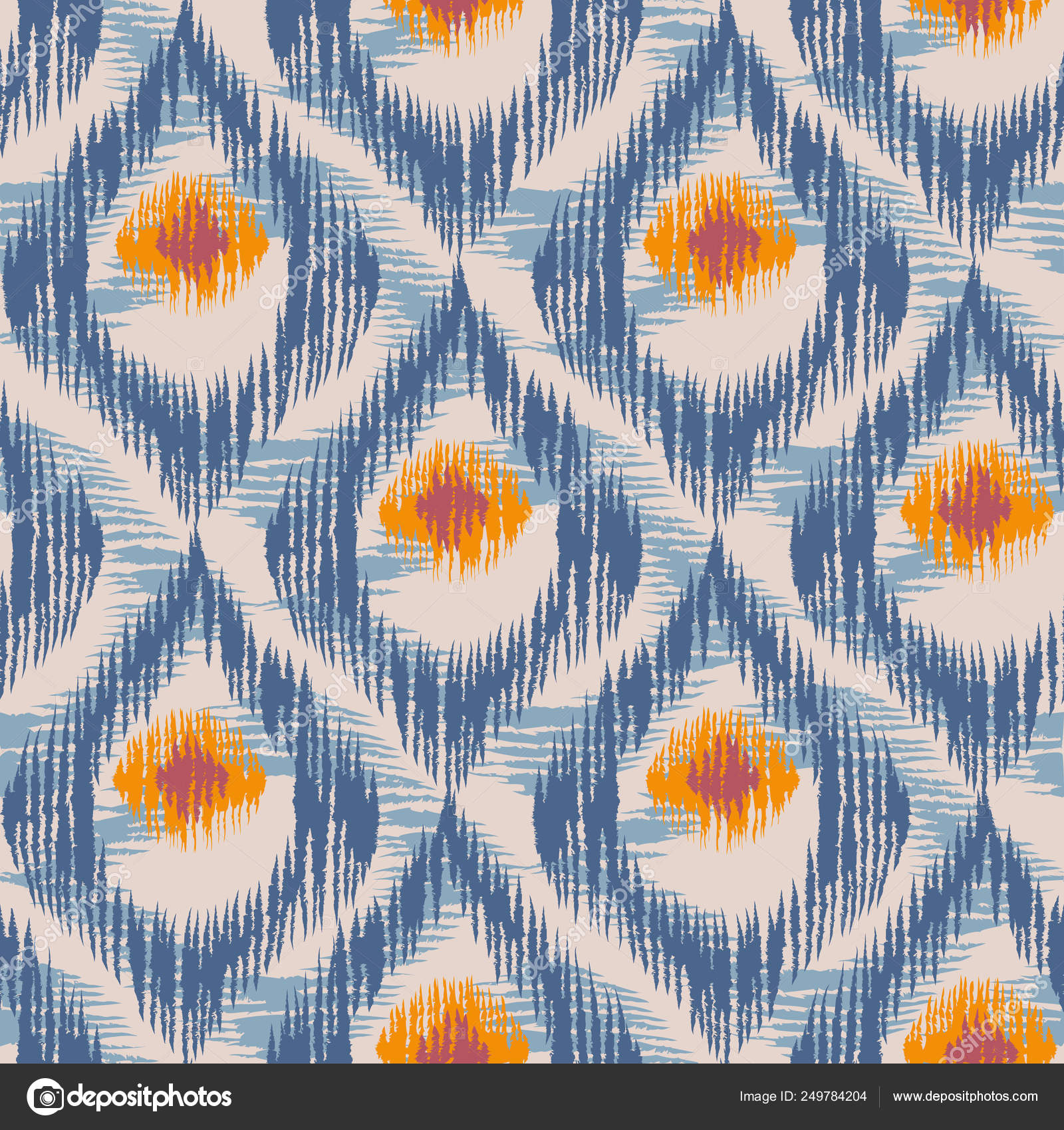 Retro ikat blue pattern. Stock Vector Image by ©serazetdinov #249784204