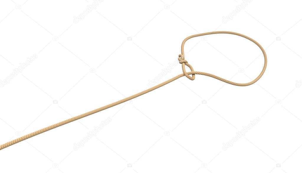 representación 3d de una cuerda atada en un lazo y volando sobre un ...