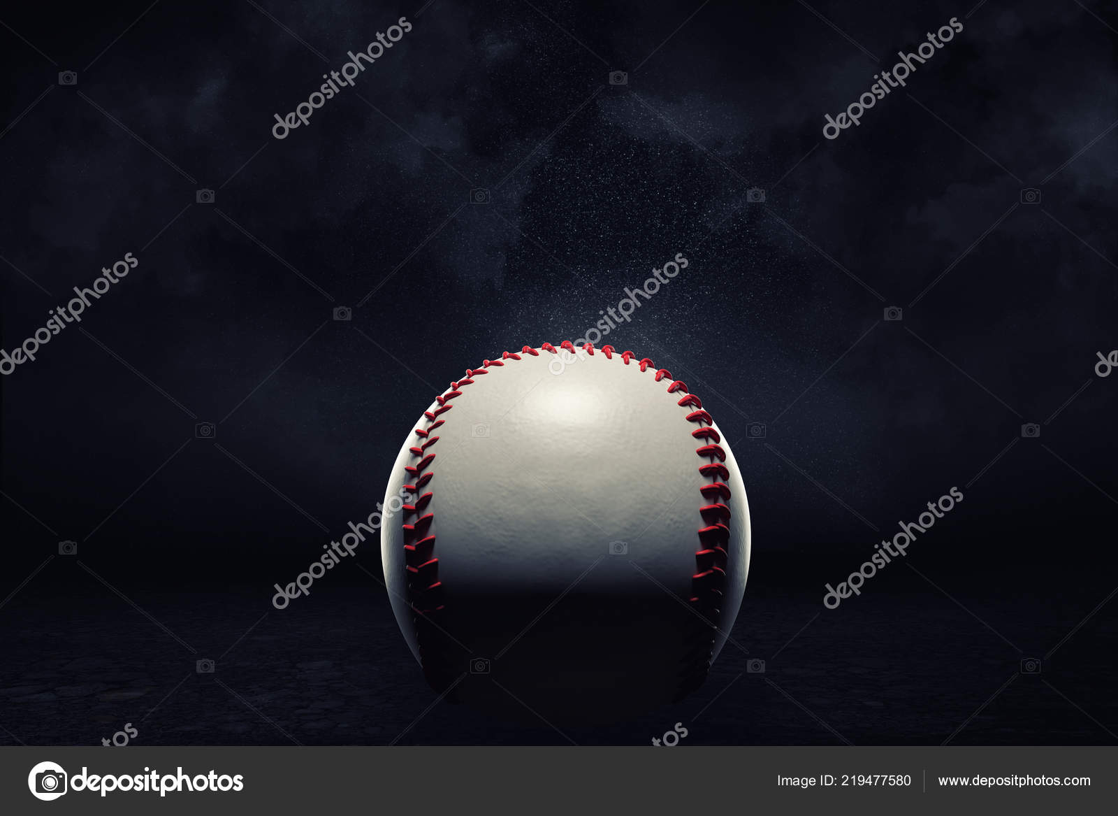 3d rendering of a single baseball ball in a close view under a ...