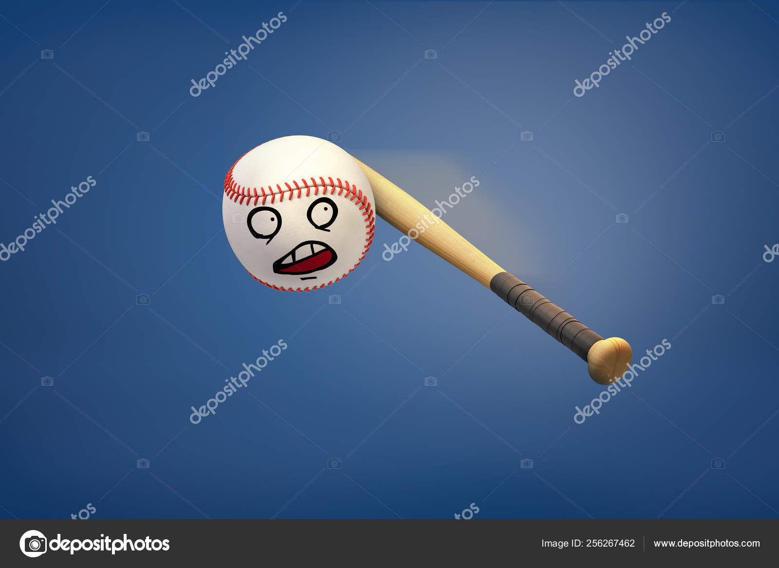 Baseball Bat Hitting Ball Cartoon