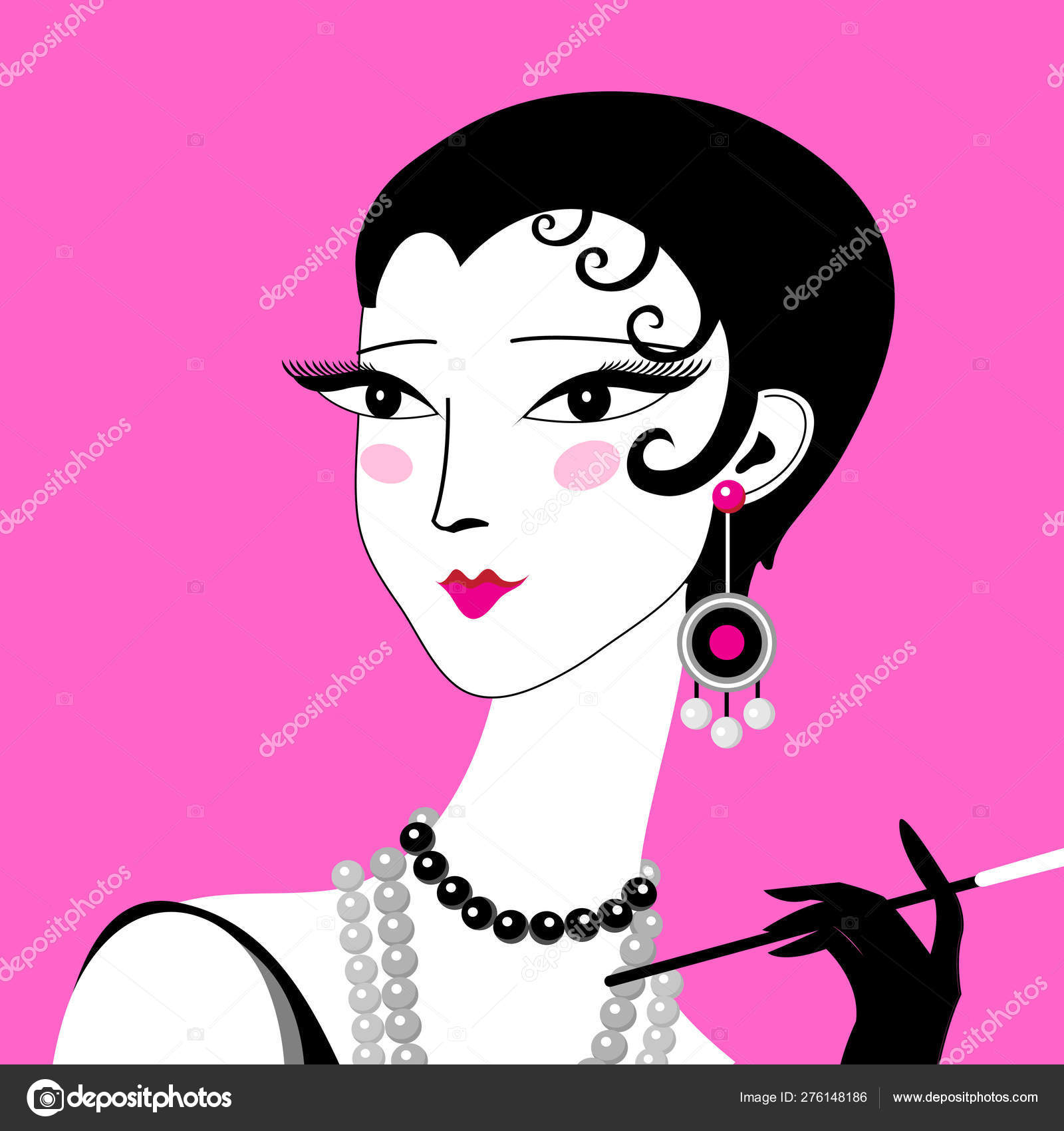 Beautiful graphic retro style girl portrait on bright background Stock ...