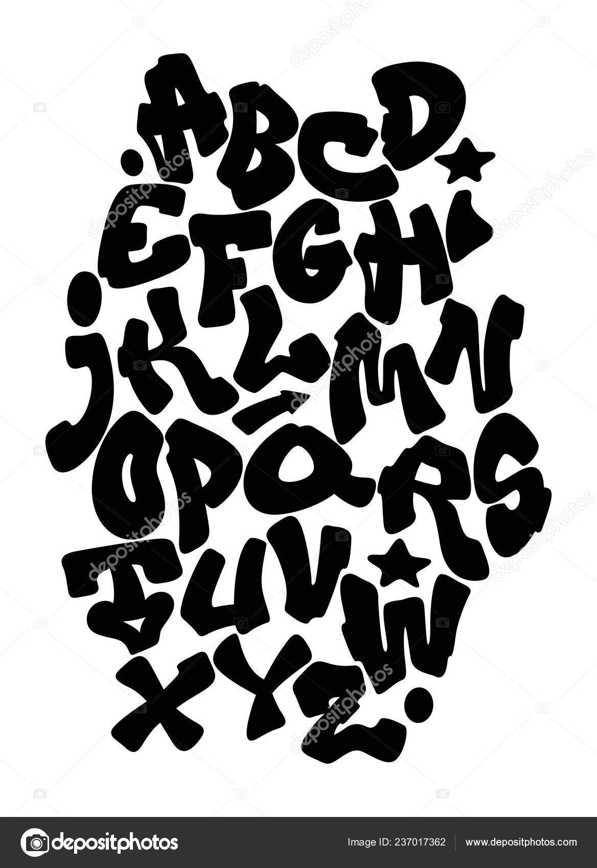 Graffiti hand | Graffiti Hand Lettering Alphabet Vector Fon — Stock ...