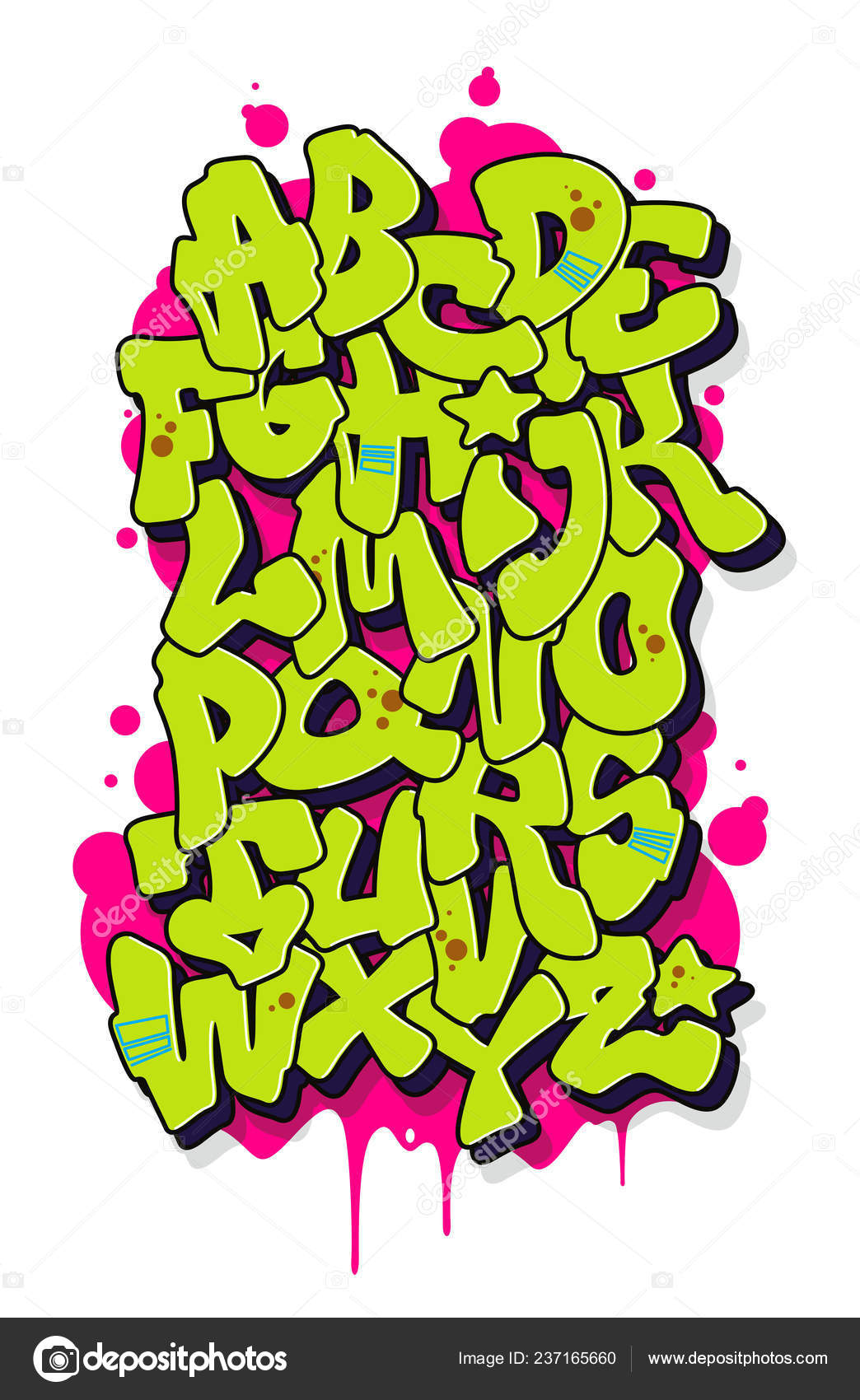 Graffiti Comic Alphabet Vector Font ⬇ Vector Image by © odes | Vector ...