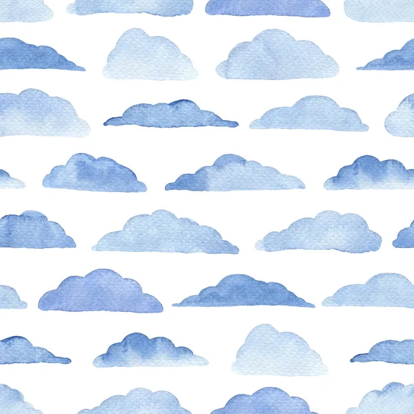Watercolor seamless pattern with clouds on the white background ...