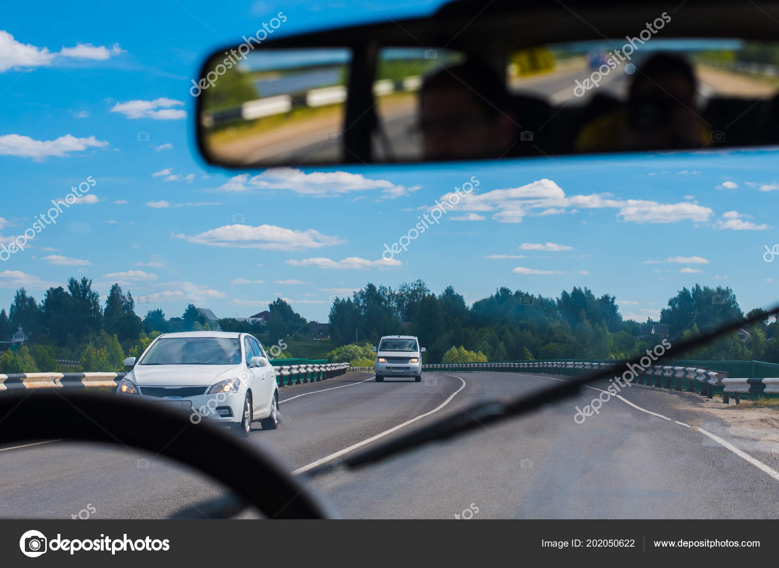 View Of The Road Through The Front Window Of The Car Stock Image Image ...
