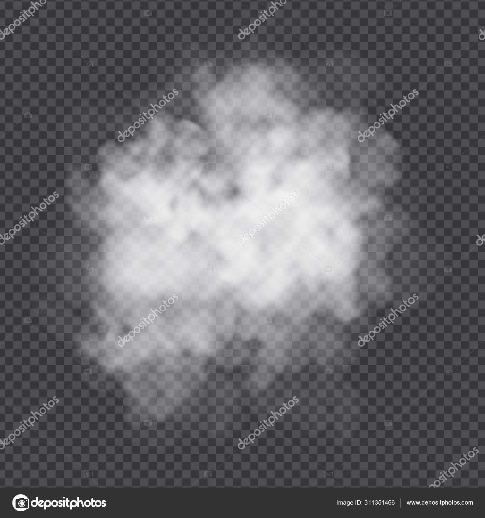 Awan kabut atau asap terisolasi pada latar belakang transparan. Efek ...