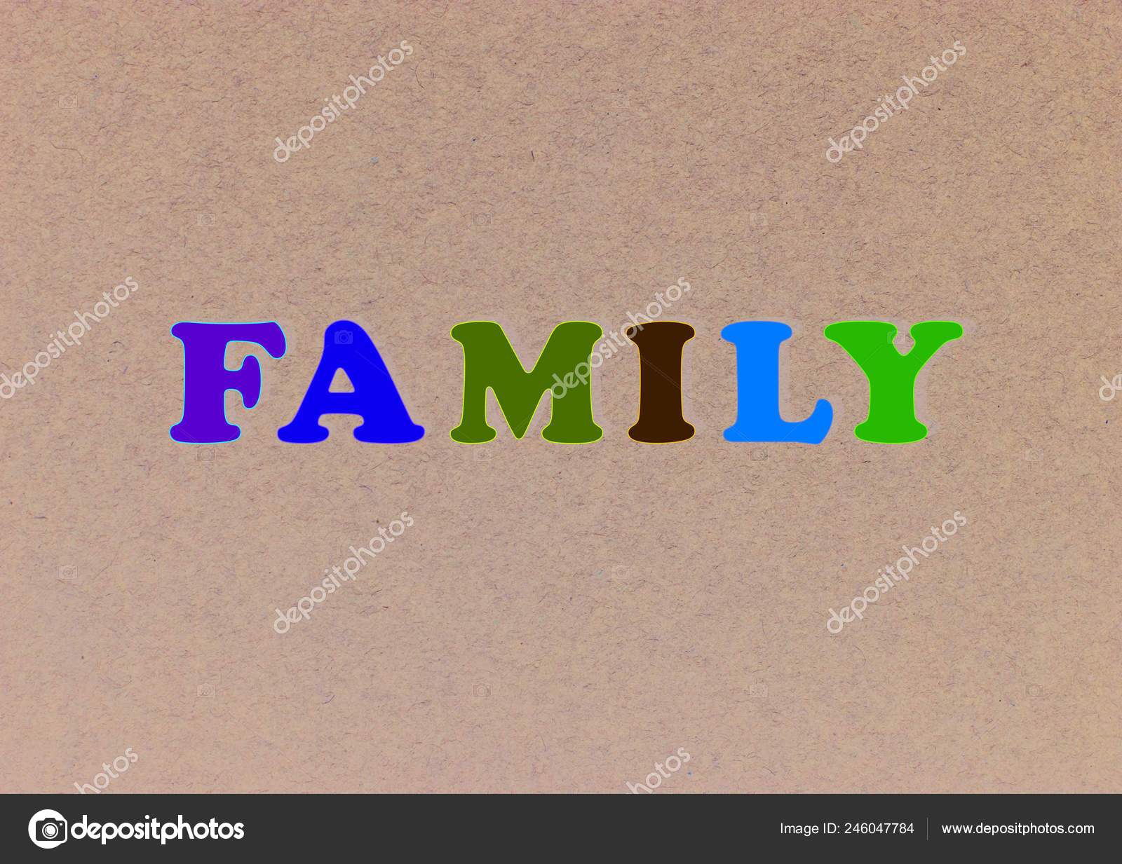Family Word Black Board Background Composed Colorful Abc Alphabet Block ...