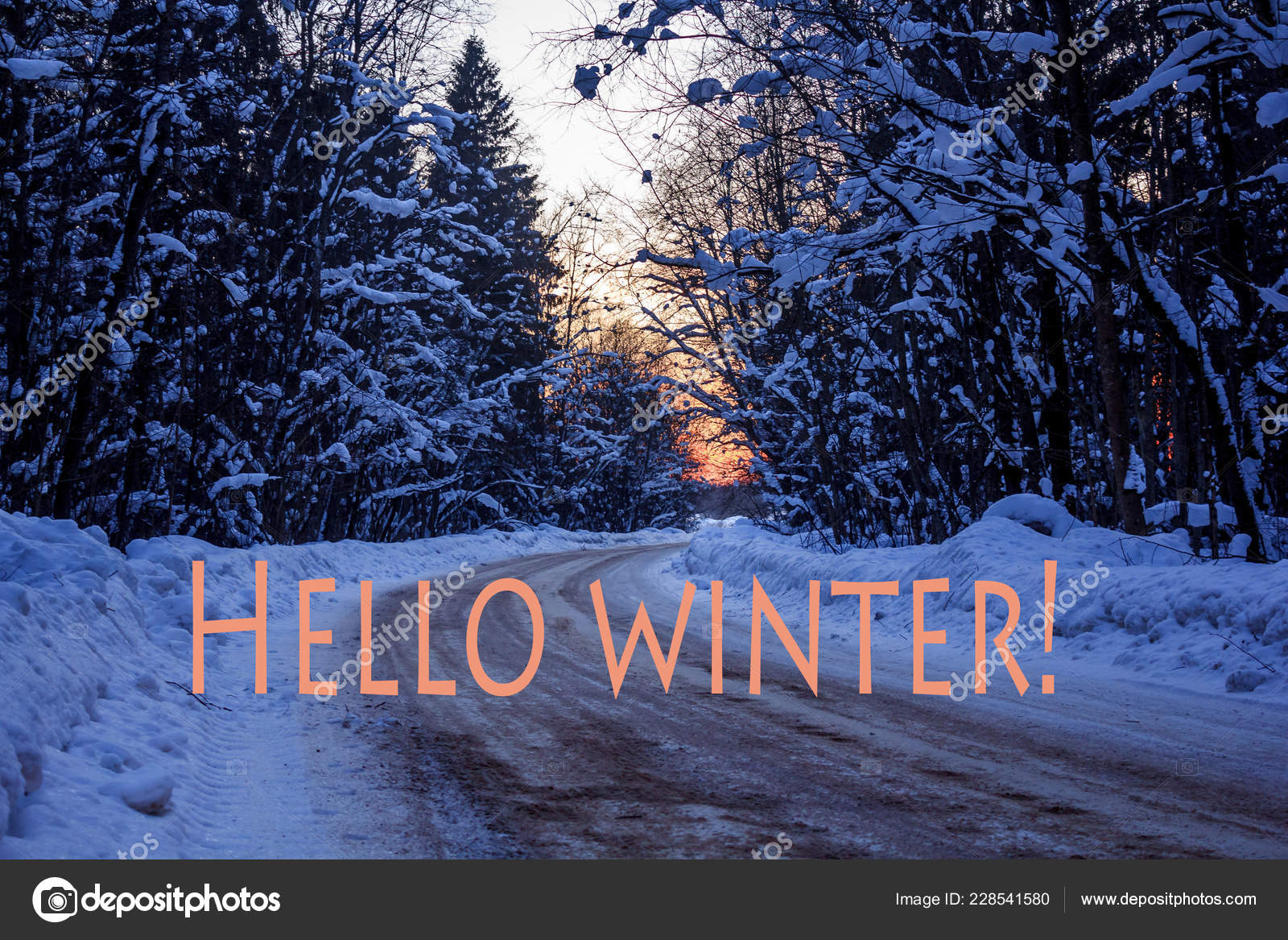 Hello Winter Banner Onset New Season Welcome Picture — Stock Photo ...