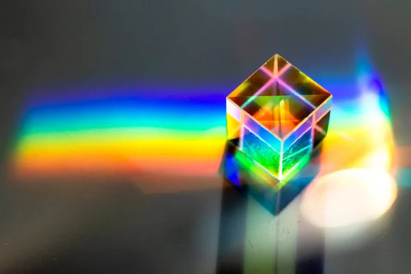 Colored square crystal on a gray surface - Stock Image - Everypixel