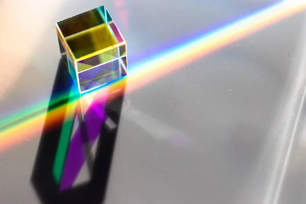 Colored square crystal on a gray surface - Stock Image - Everypixel