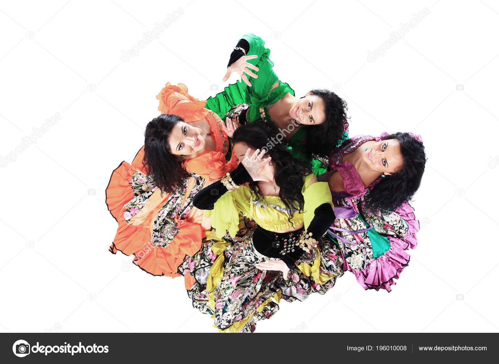 Professional Gypsy dancing group in national costumes performing folk ...