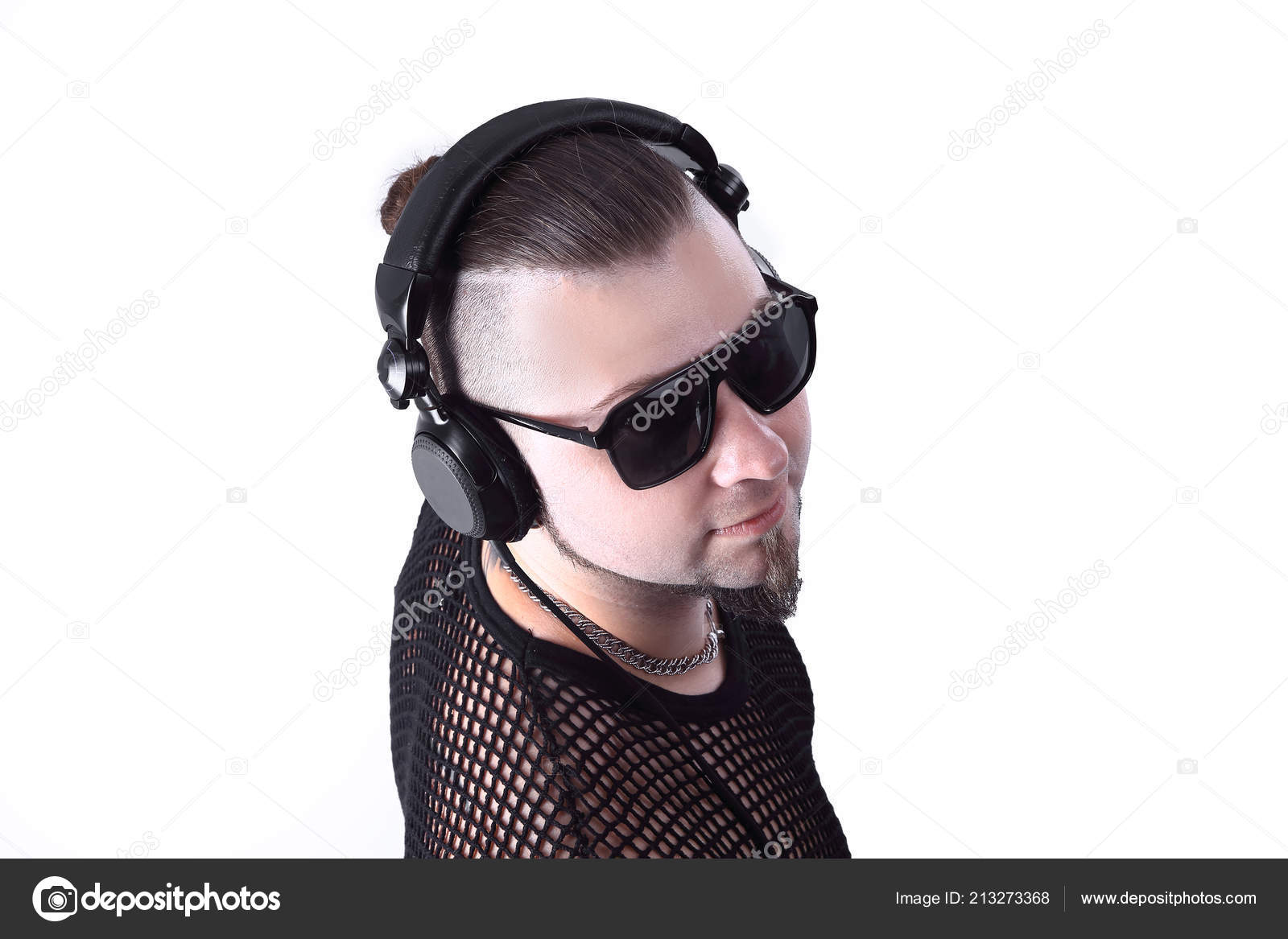 View from the top.close up.cool male rapper with black glasses. — Stock ...